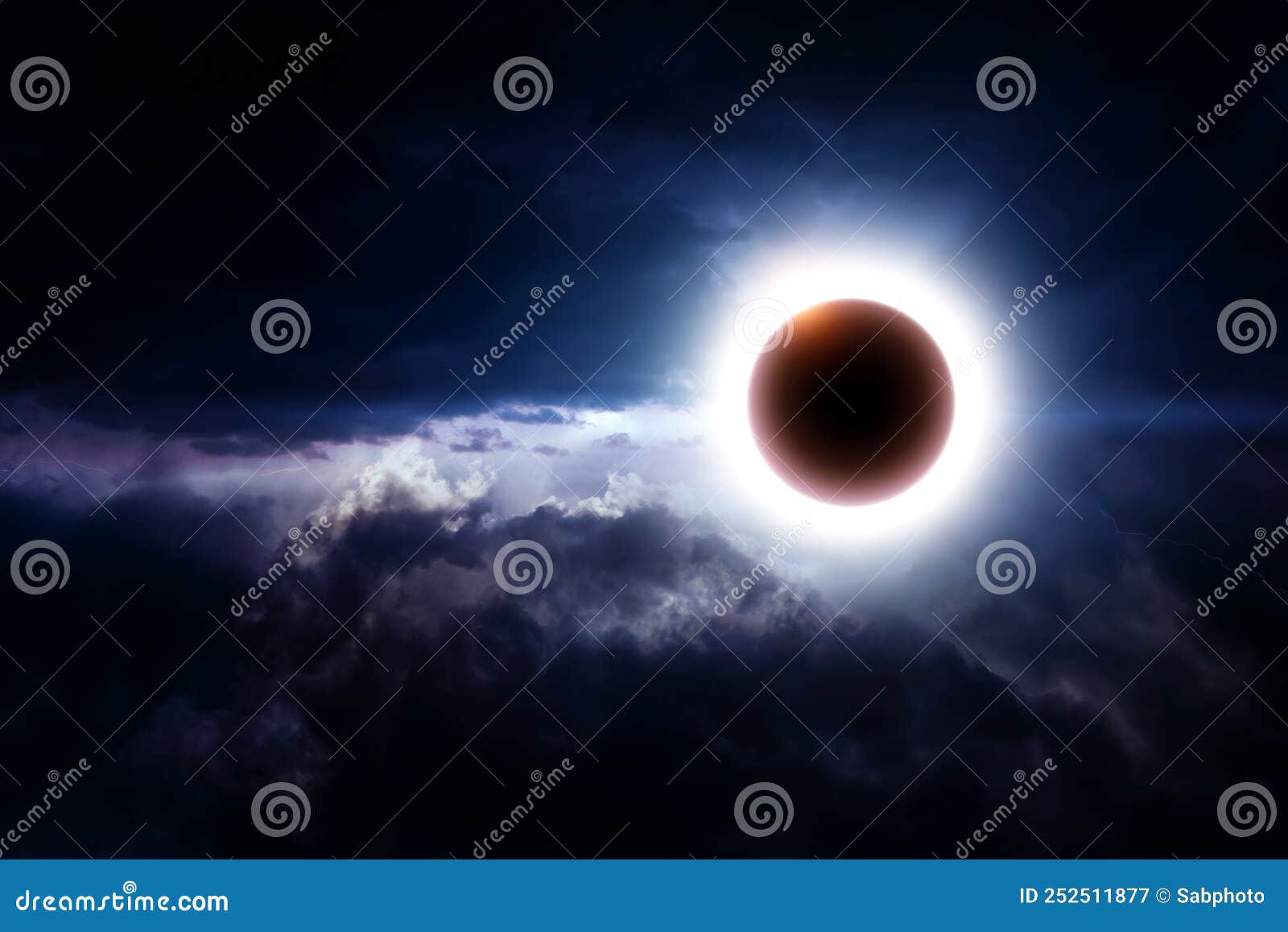 Eclipse and Storm Clouds stock image. Image of glow - 252511877