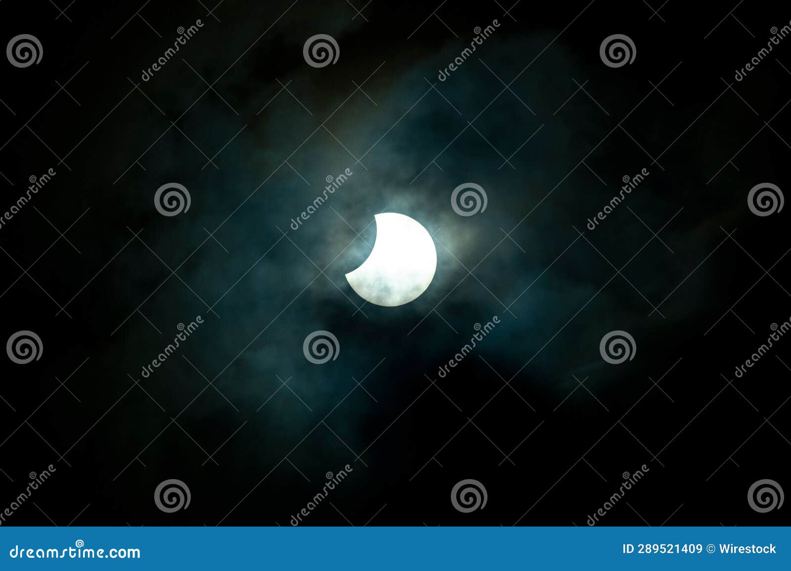 Eclipse of the Sun Illuminated with a Trail of Smoke in the Sky Stock ...