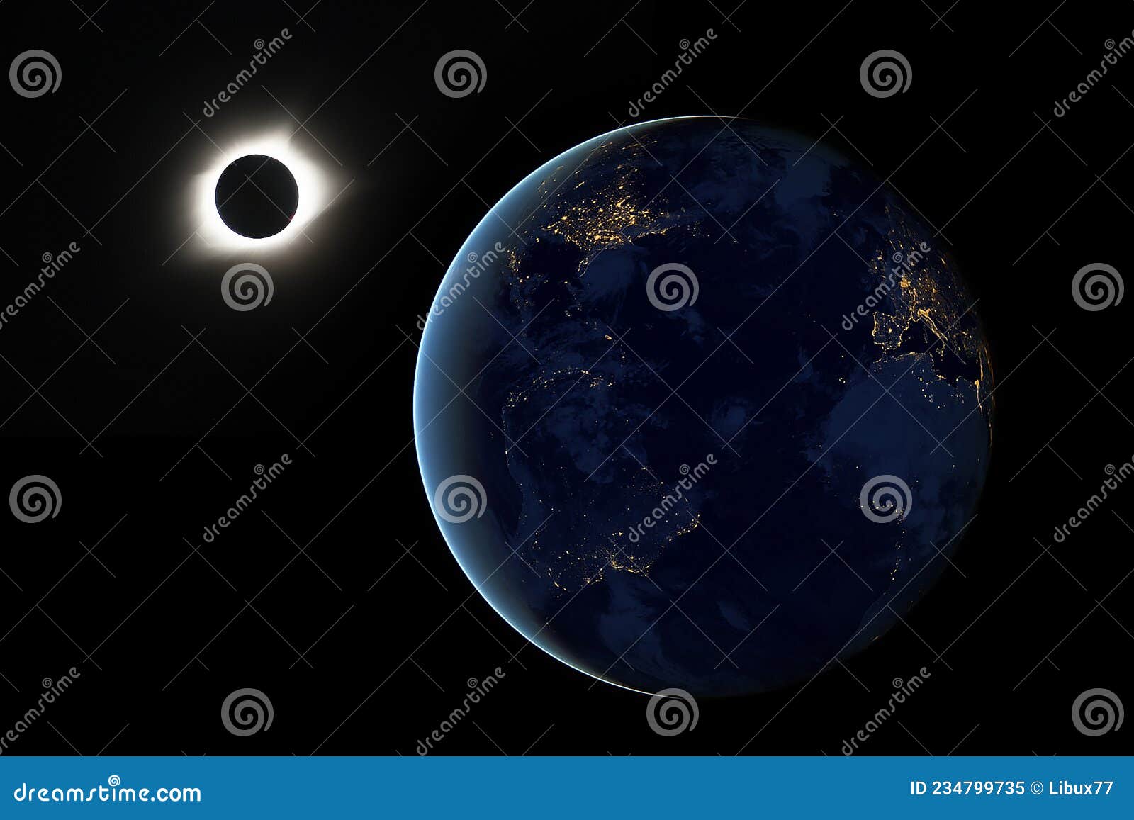 Eclipse of the Sun. the Moon Covers the Sun in a Beautiful Solar ...