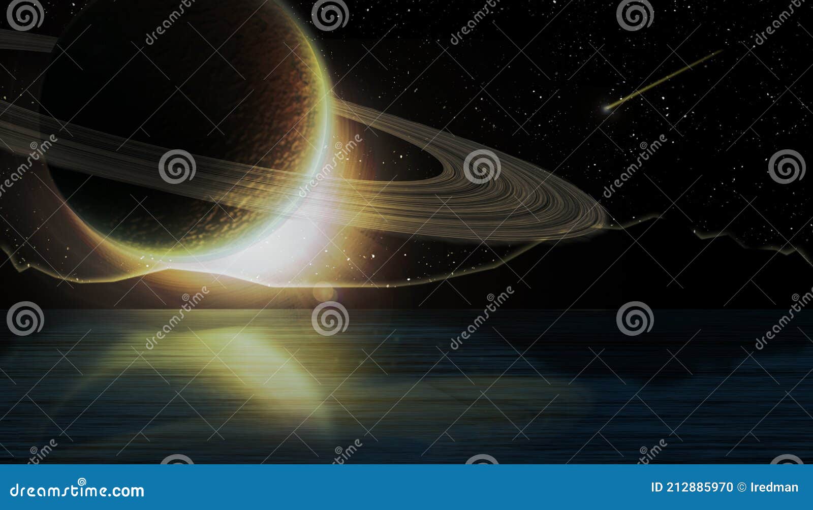 Eclipse of the Sun by the Planet Saturn Stock Illustration ...