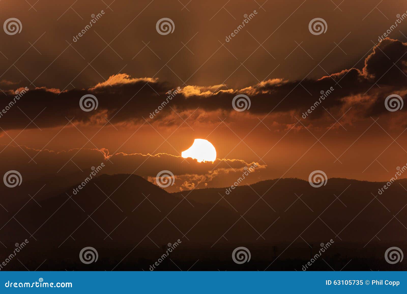 Eclipse Sunset stock image. Image of solar, partial, beaming - 63105735
