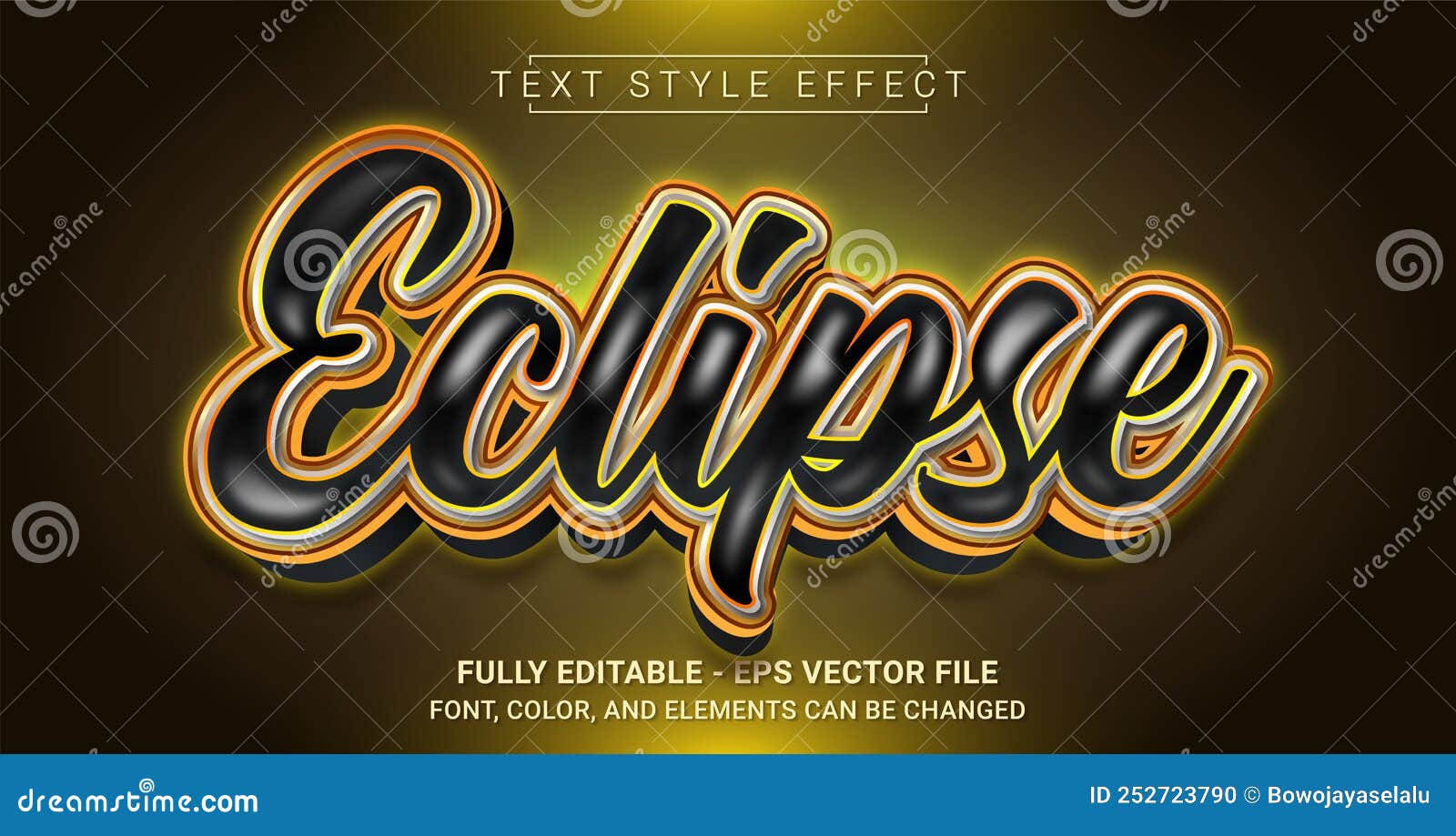 Eclipse Text Style Effect. Editable Graphic Text Template Stock Vector ...