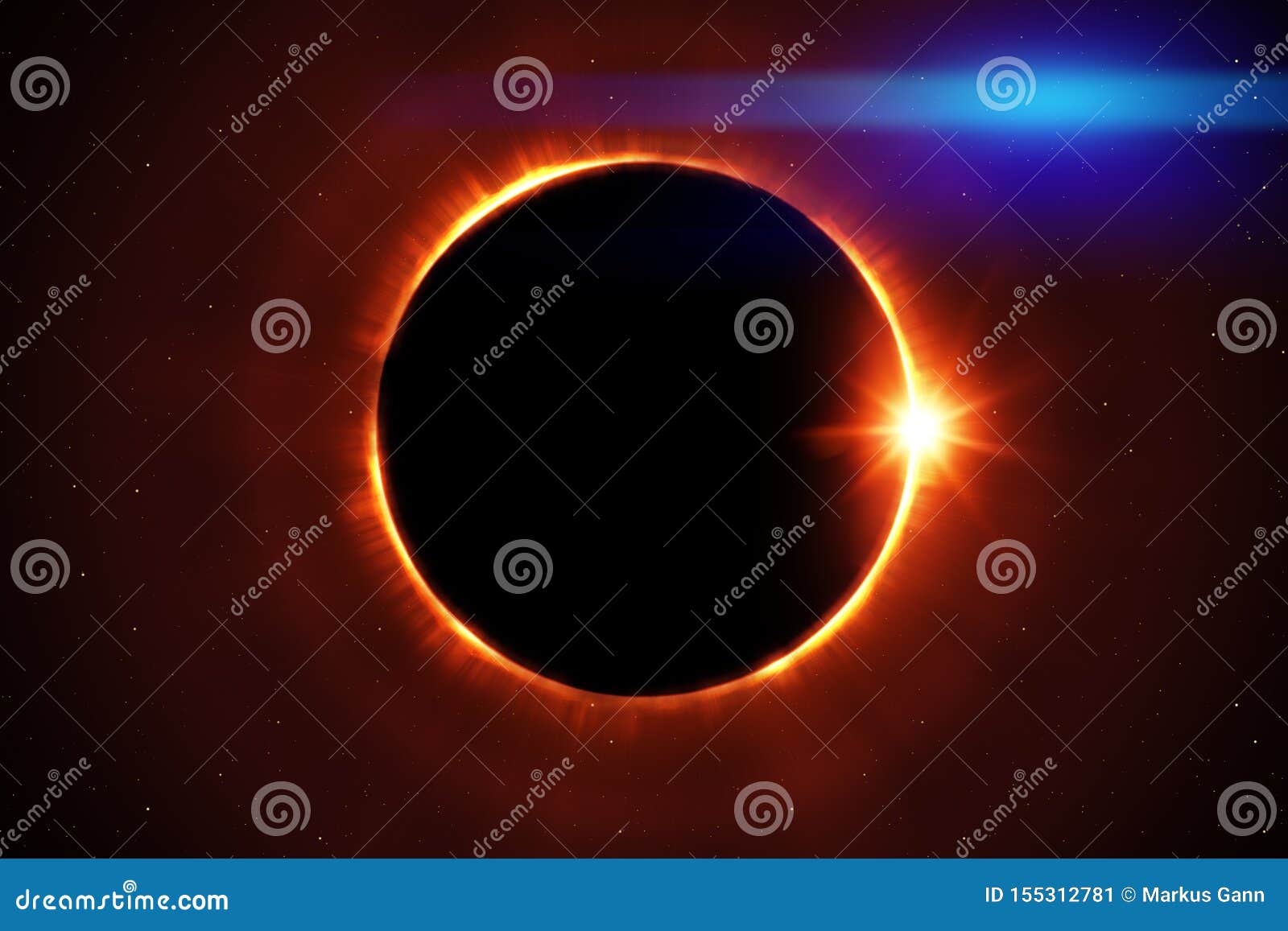 Eclipse Total Del Sol Con Las Estrellas Y La Llamarada Stock de ...