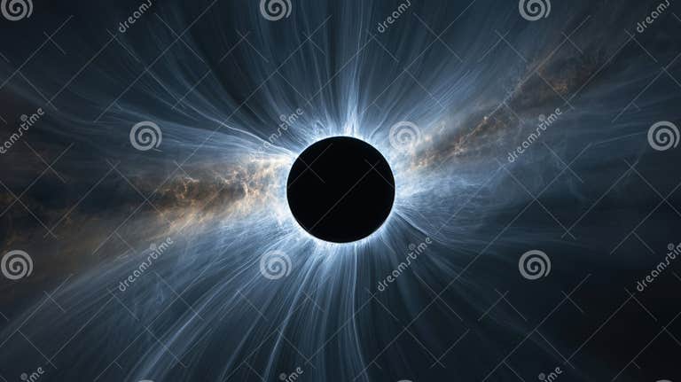 Eclipse Totality or Black Hole Cosmic Background Stock Illustration - Illustration of fractal ...