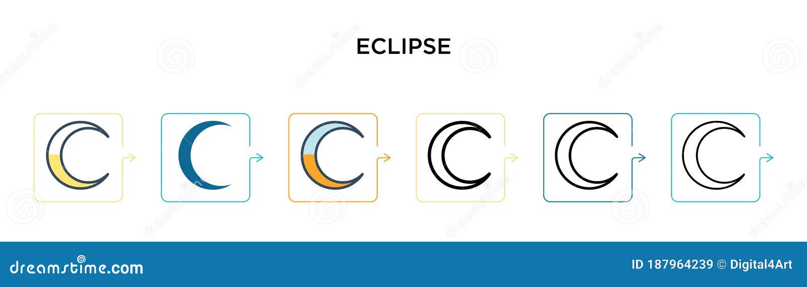 Eclipse Vector Icon in 6 Different Modern Styles. Black, Two Colored ...