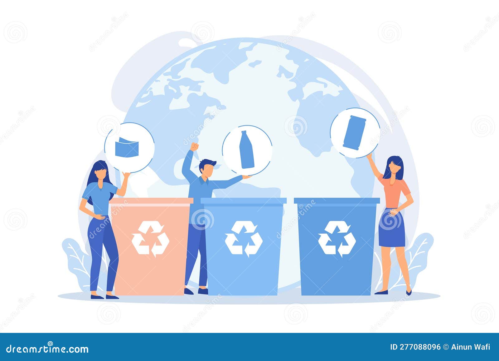 Eco Activists Sorting Garbage. Waste Segregation. Disposable System ...