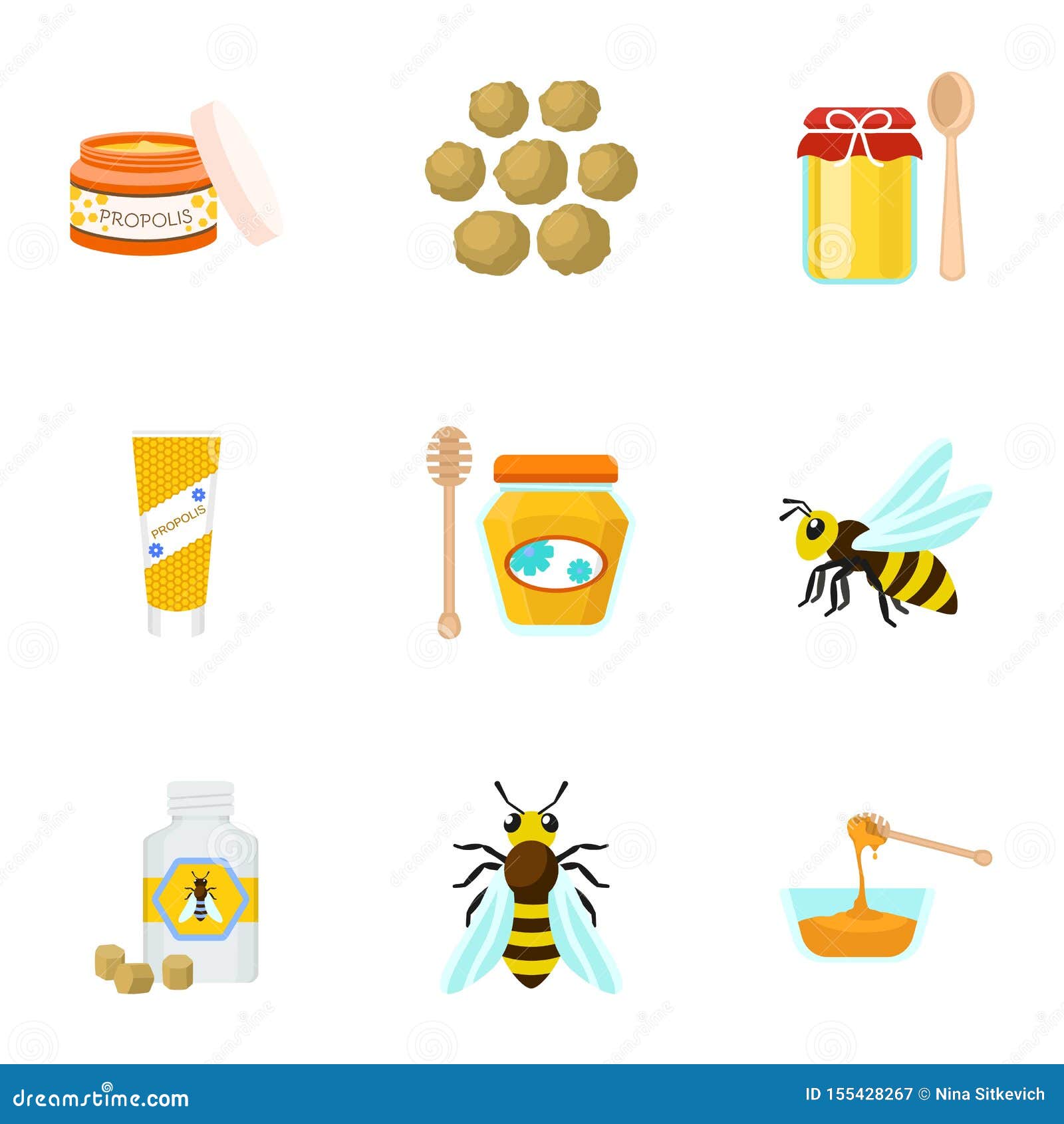 Eco Apiary Icon Set, Flat Style Stock Vector - Illustration of isolated ...