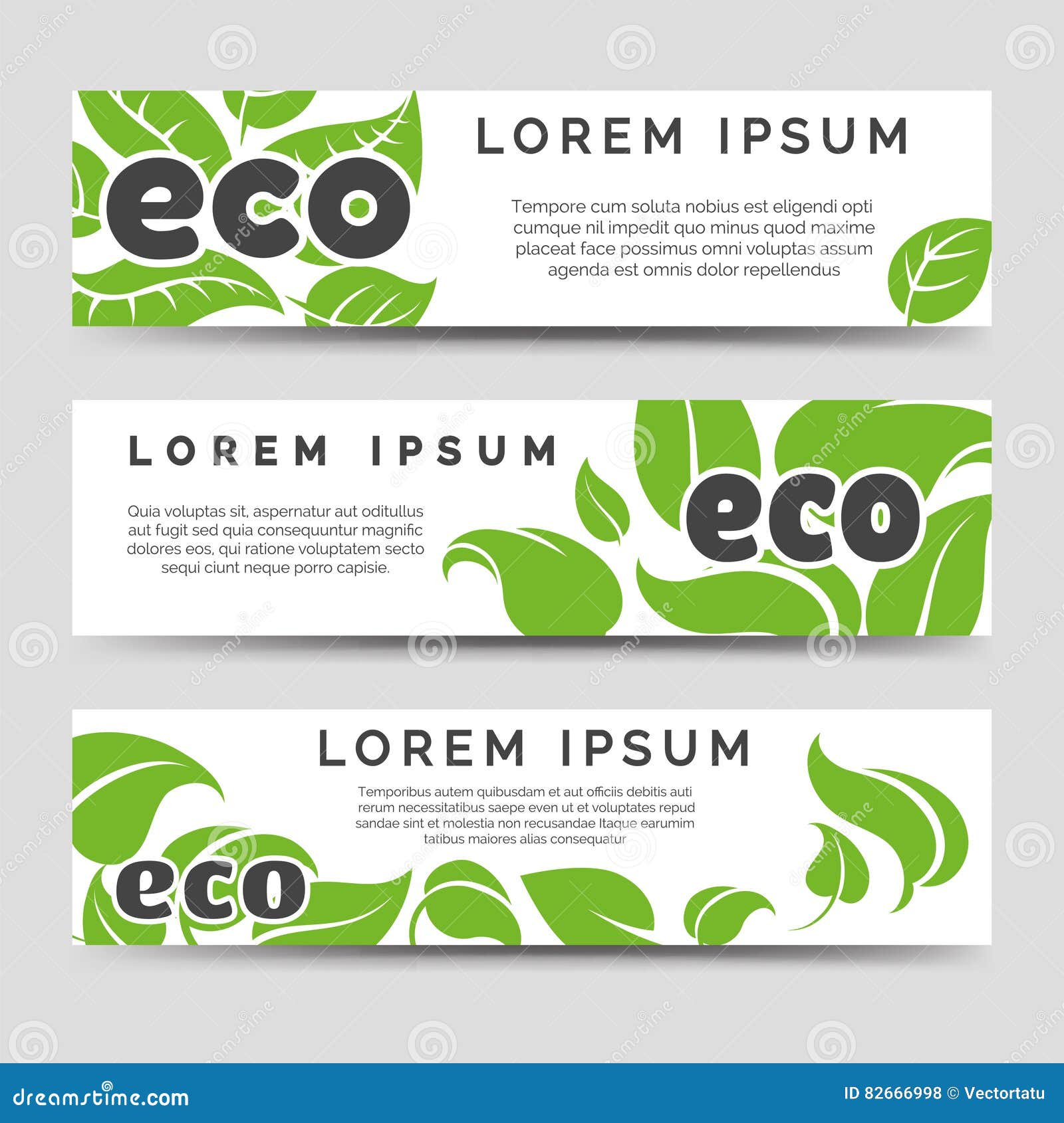 Eco Banners Template with Green Leaves Stock Vector - Illustration of ...