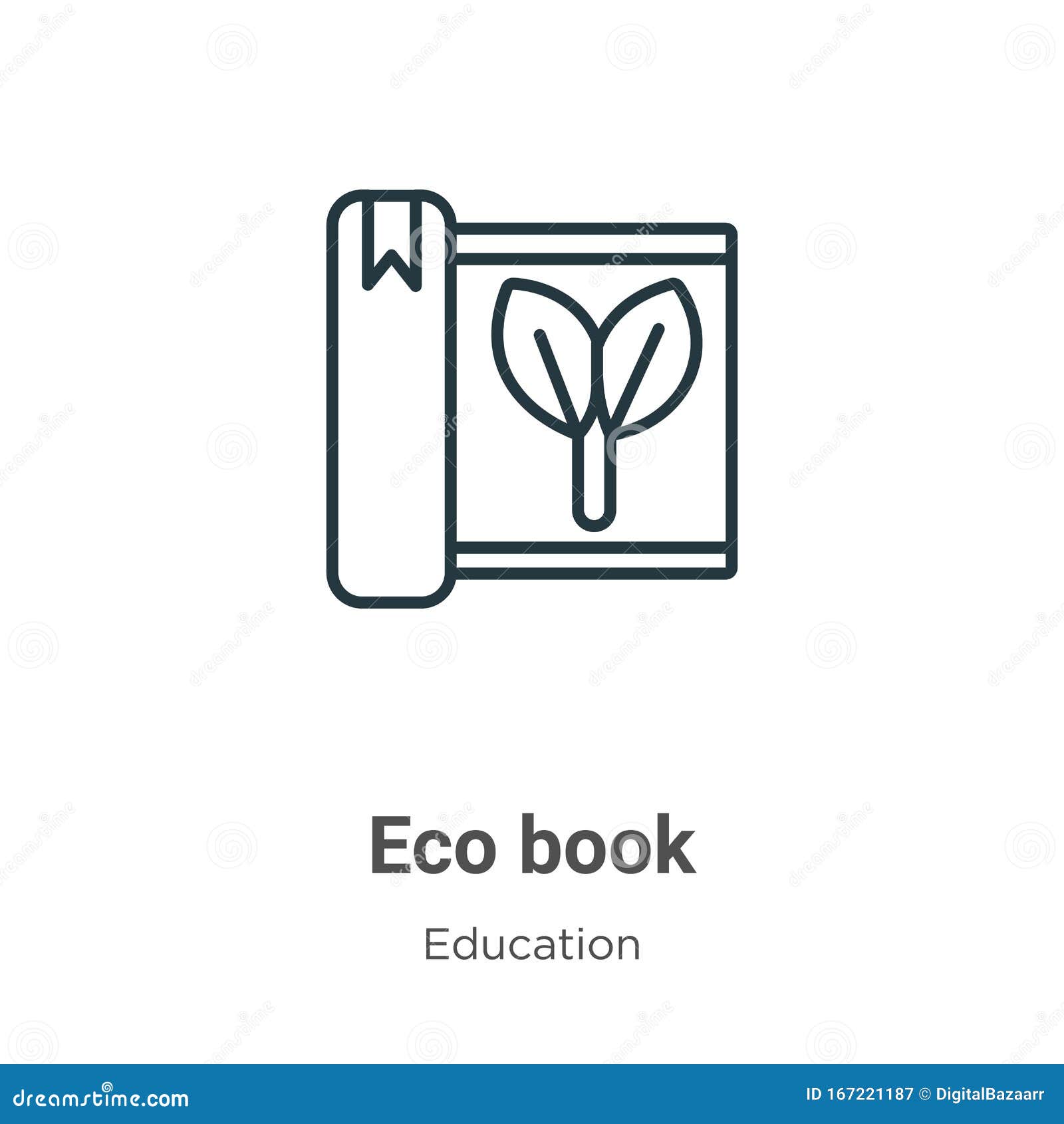 Eco Book Outline Vector Icon. Thin Line Black Eco Book Icon, Flat ...