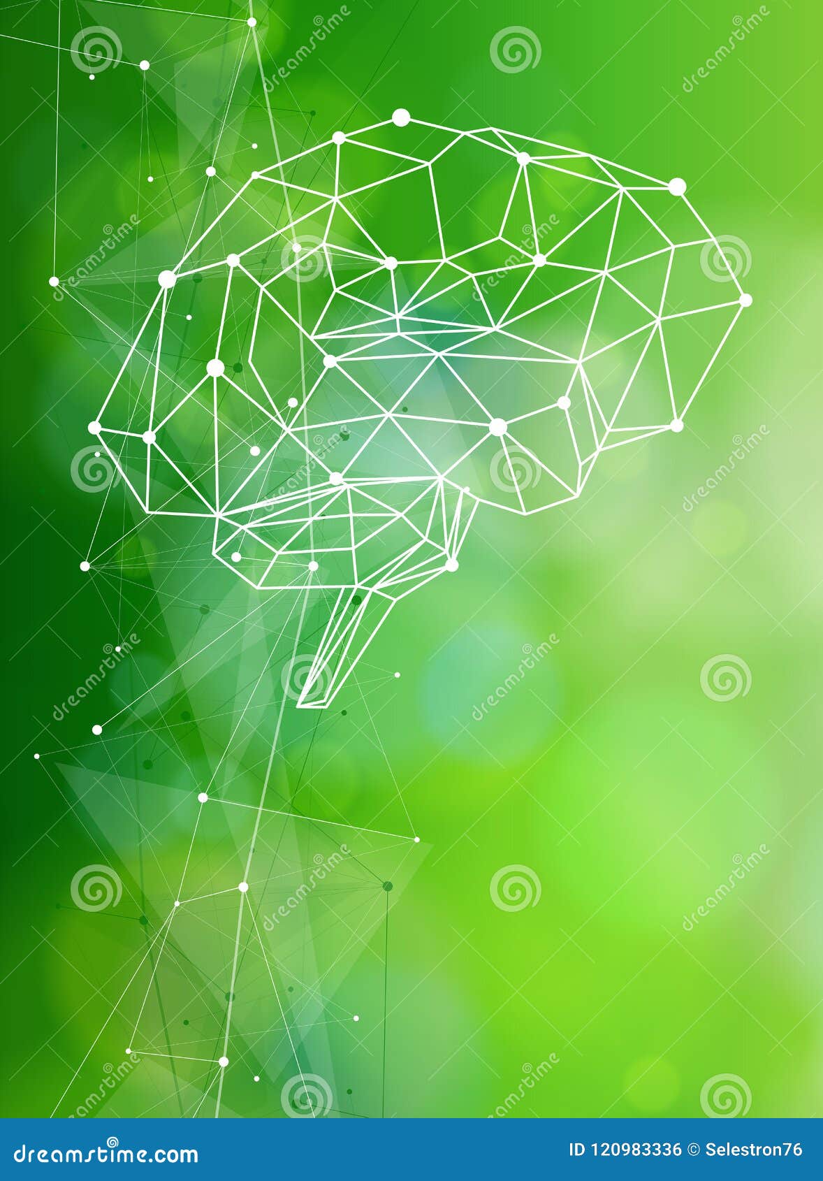 Eco Brain Network on a Green Technological Background Stock Vector ...
