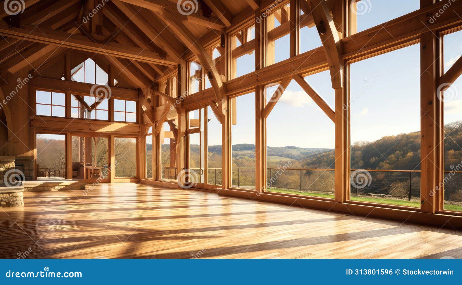 Eco building timber frame stock illustration. Illustration of ...