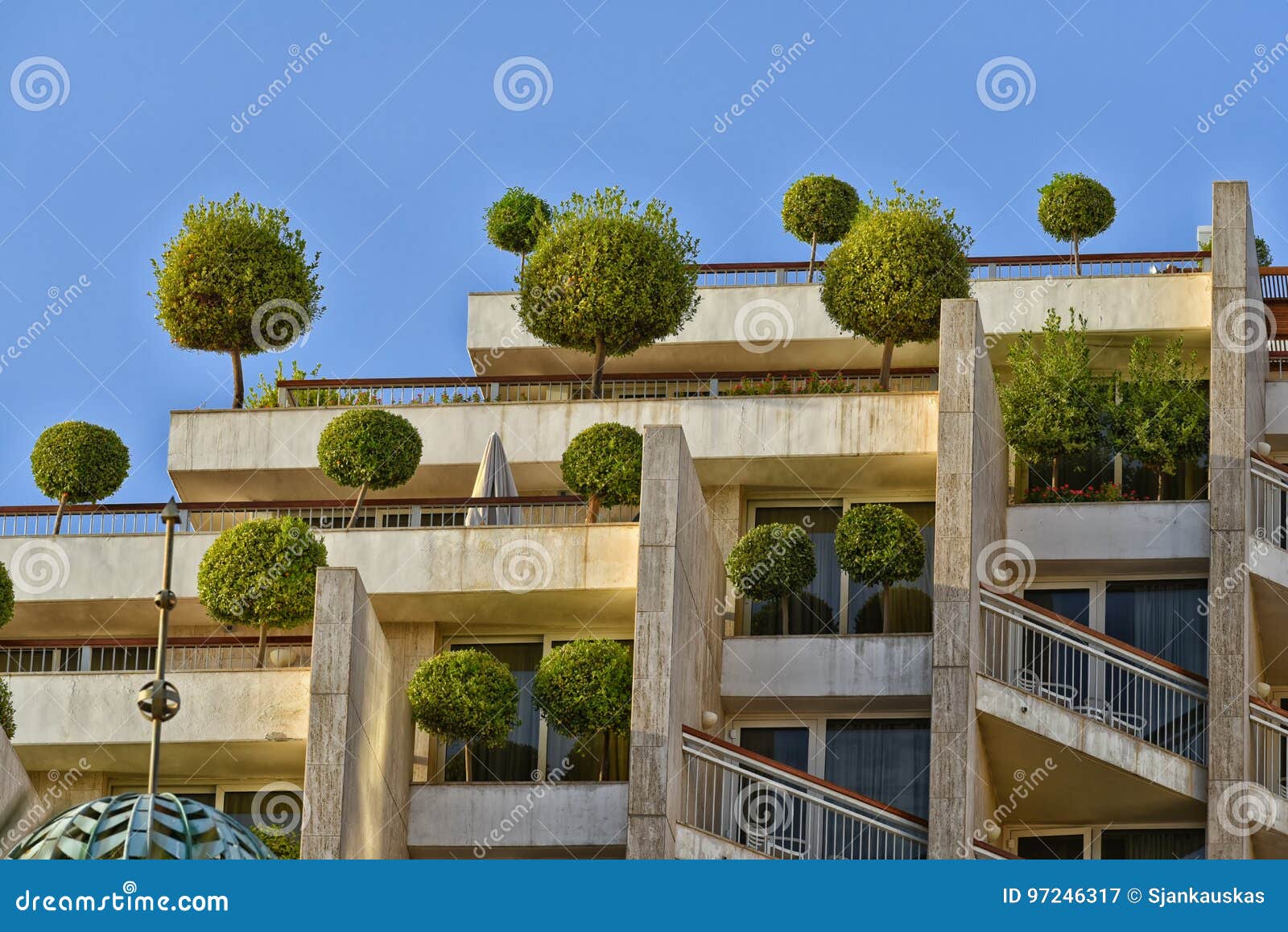 Eco building with trees stock image. Image of concept - 97246317