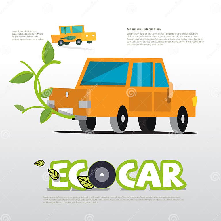 Eco Car Concept with Typographic Stock Illustration - Illustration of ...