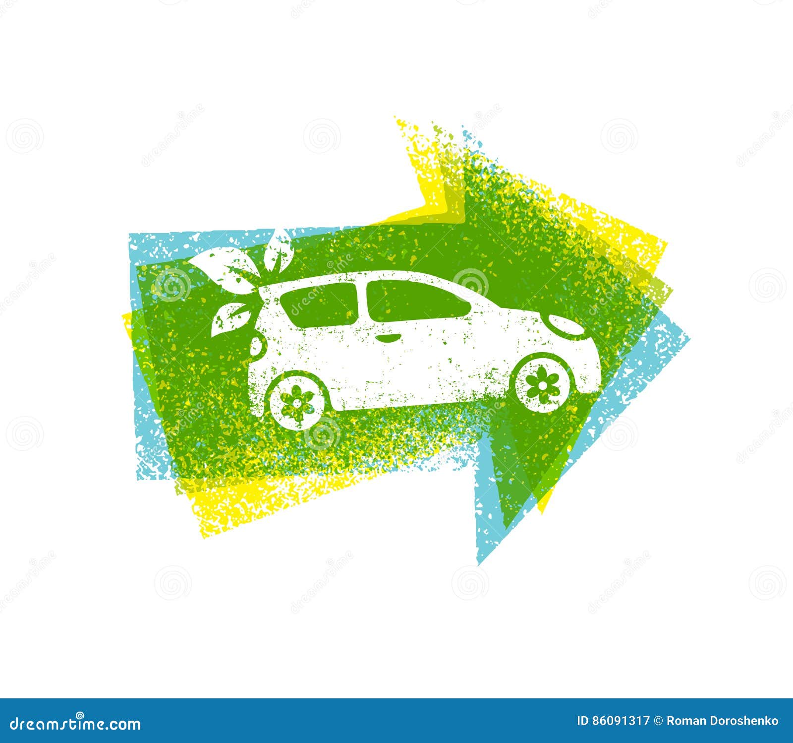Eco Car Drive Green Vector Natural Friendly Concept on Rough Background ...