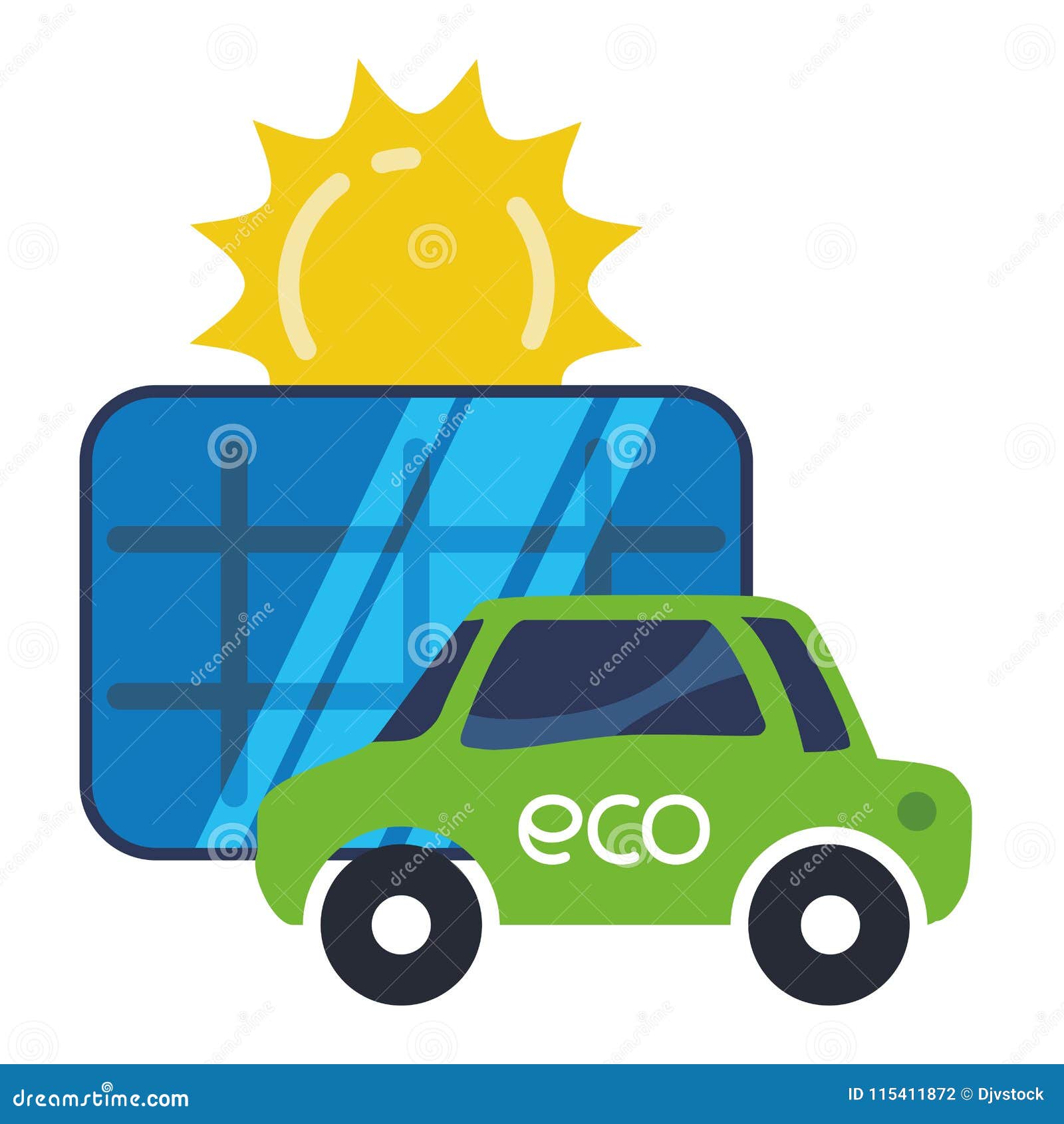 Eco Car Electric Solar Panel Stock Vector - Illustration of battery ...