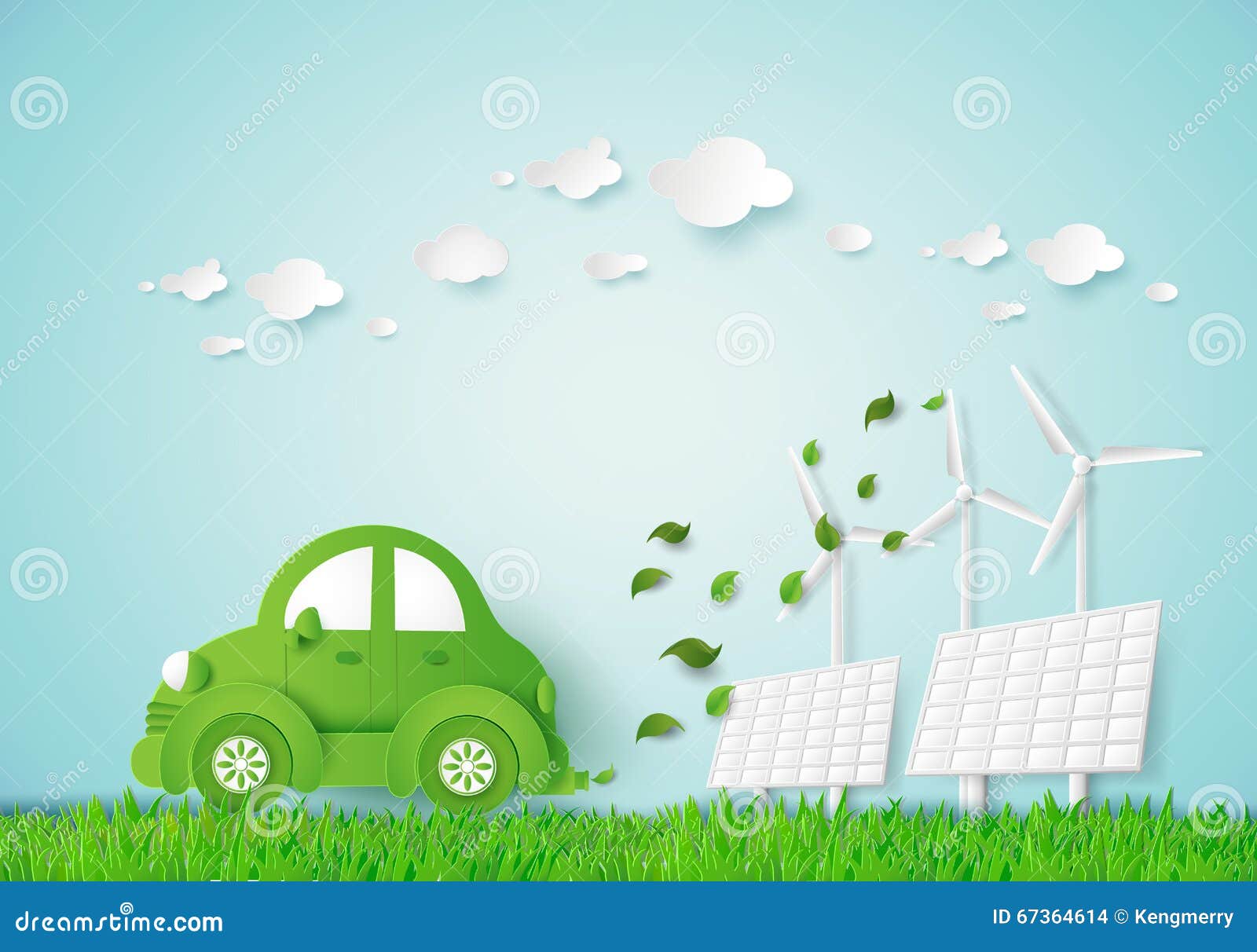 Eco car stock vector. Illustration of automobile, friendly - 67364614