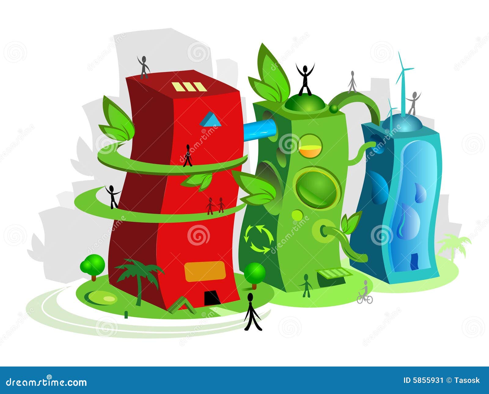 Eco city stock vector. Illustration of people, happy, cityscape - 5855931