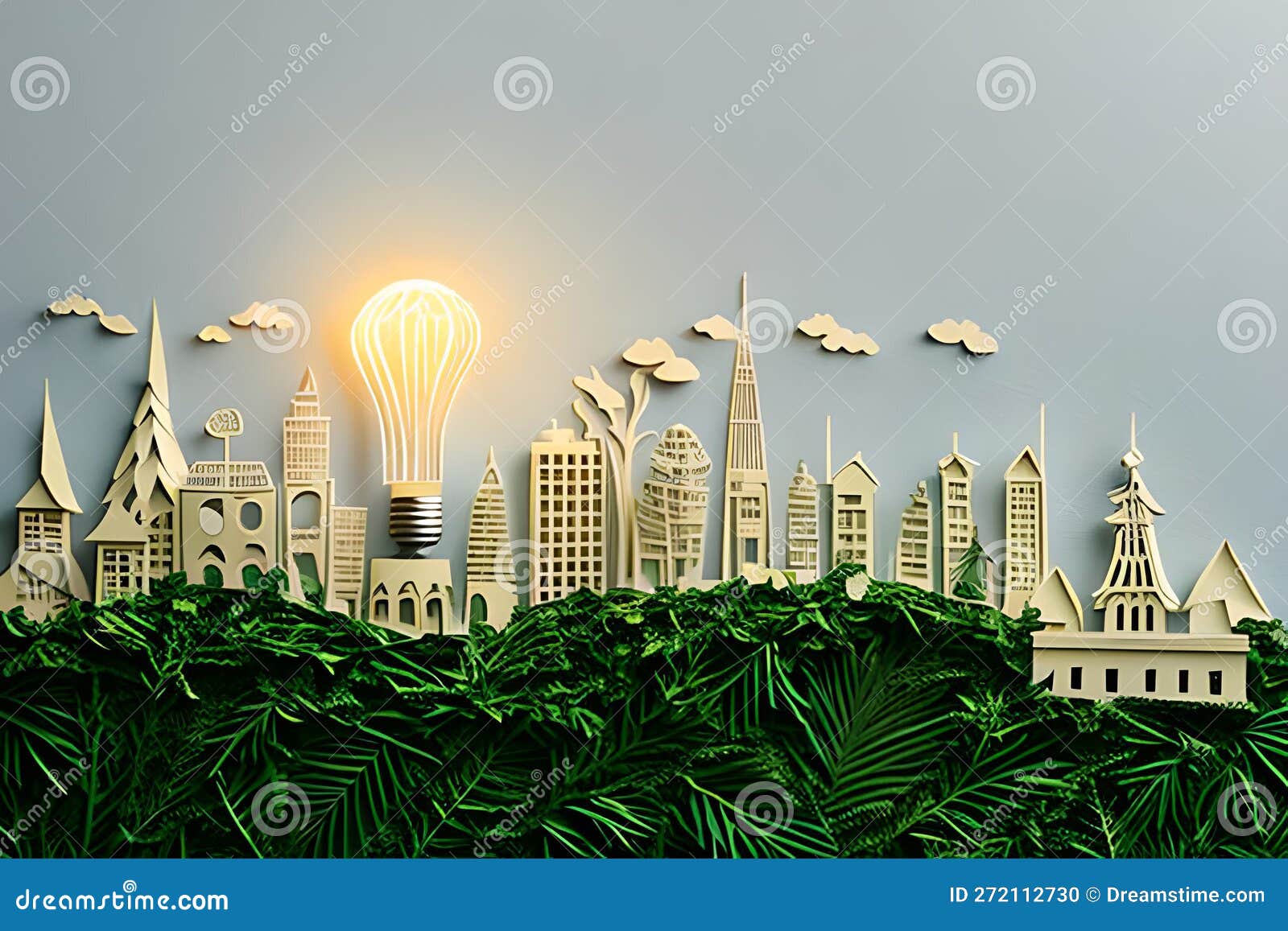 Eco-City, Green Energy Future with Generative AI Stock Illustration ...