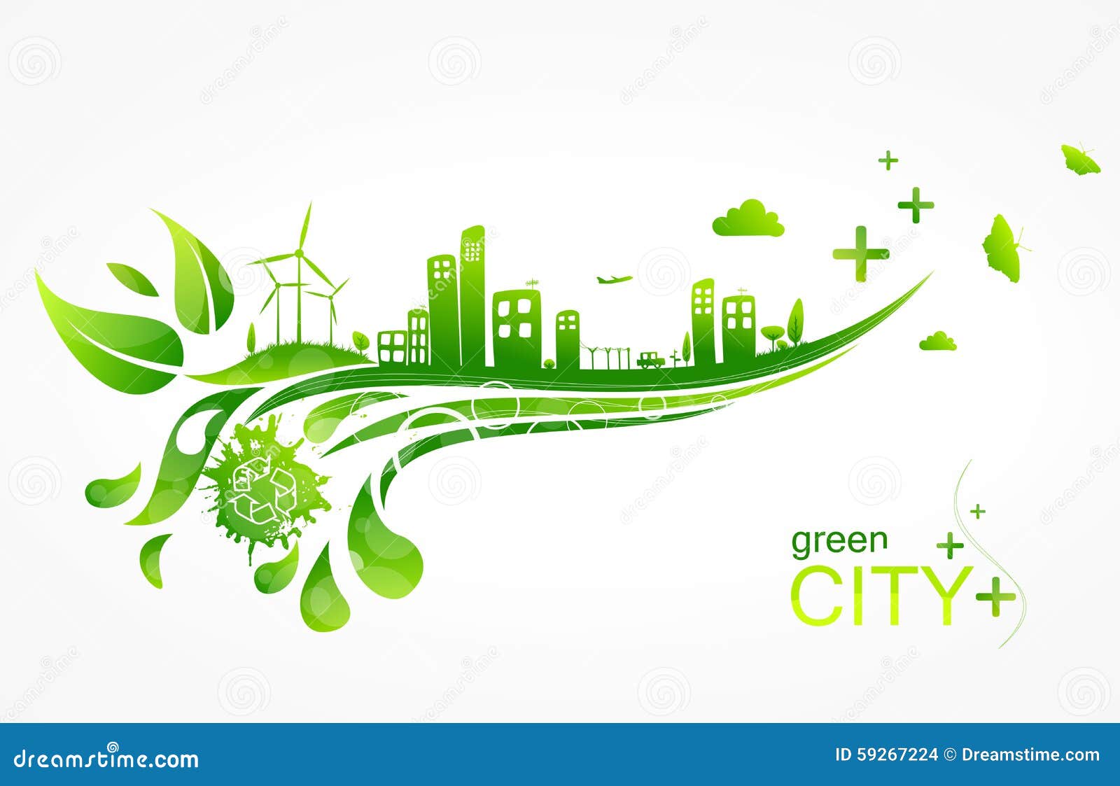 Eco-City stock illustration. Illustration of warming - 59267224