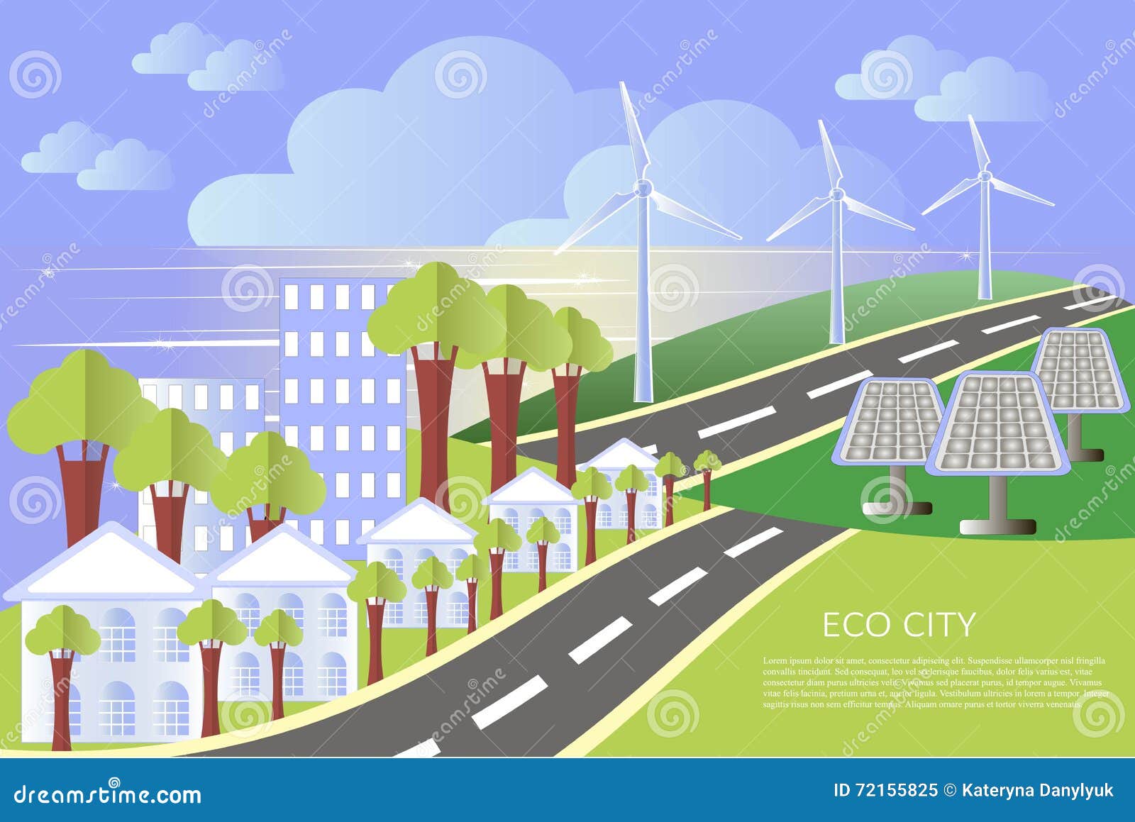 Eco City Landscape Background, Design Elements, Vector Stock Vector ...