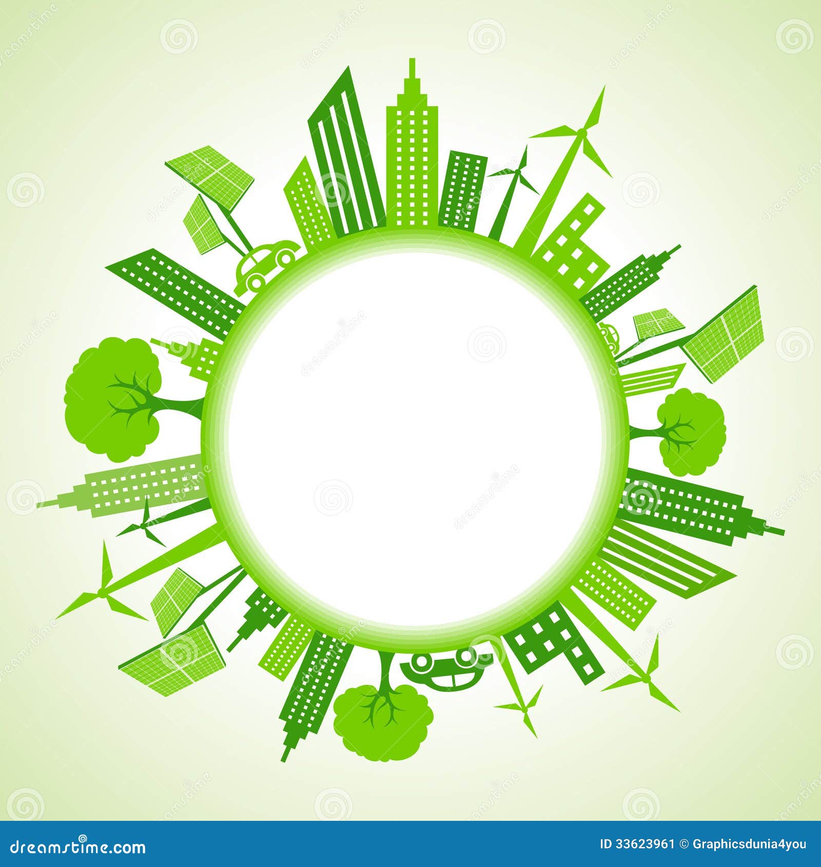 Eco Cityscape Around Circle Stock Vector - Illustration of abstract ...