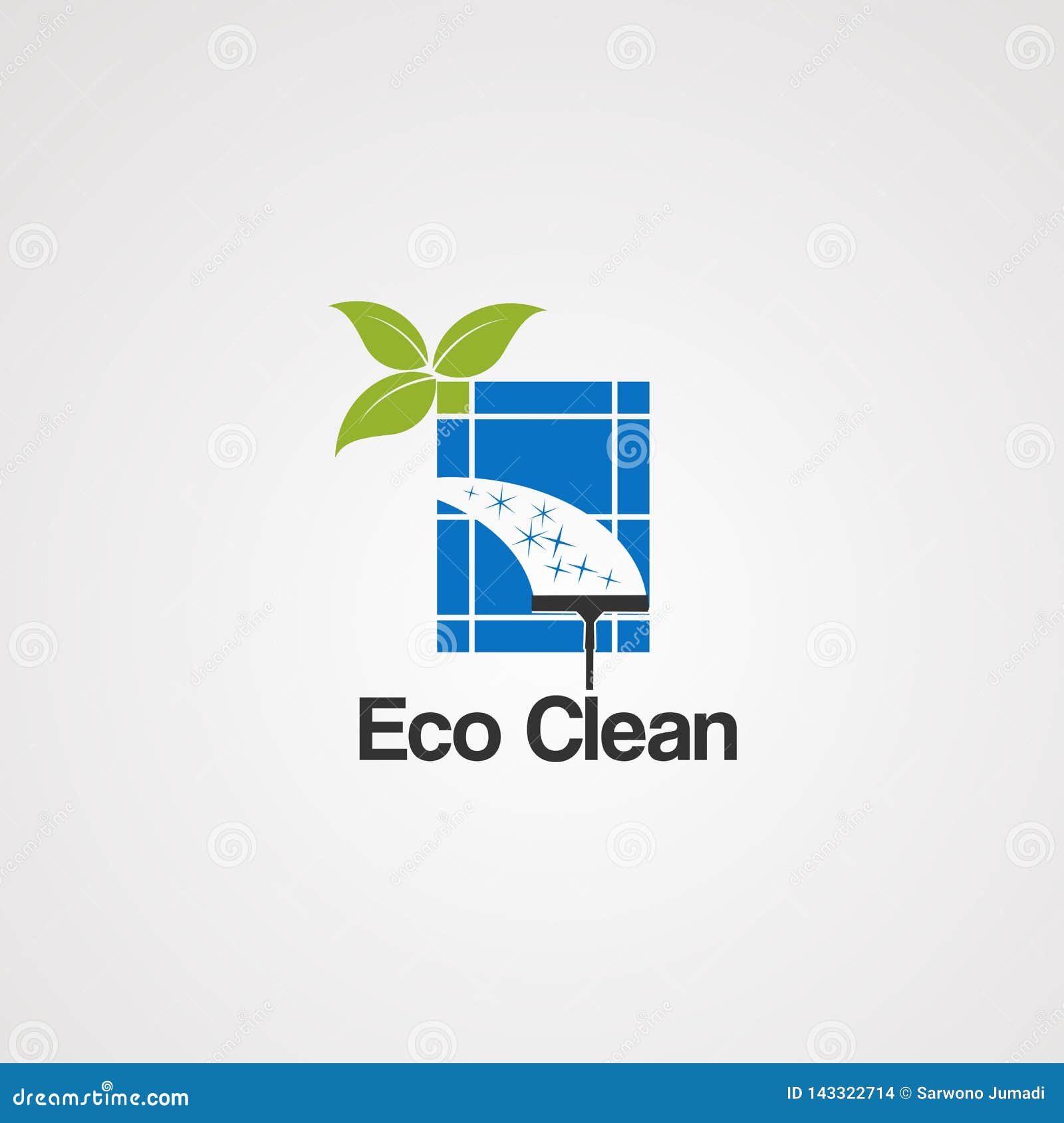 Eco Clean with Leaf and Windows Logo Vector, Icon, Element,and Template ...