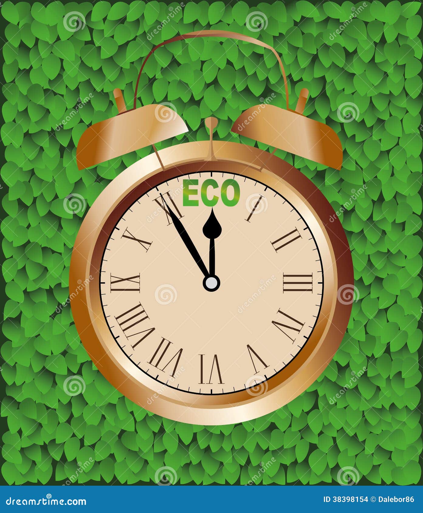 Eco clock stock vector. Illustration of leaf, friendly - 38398154