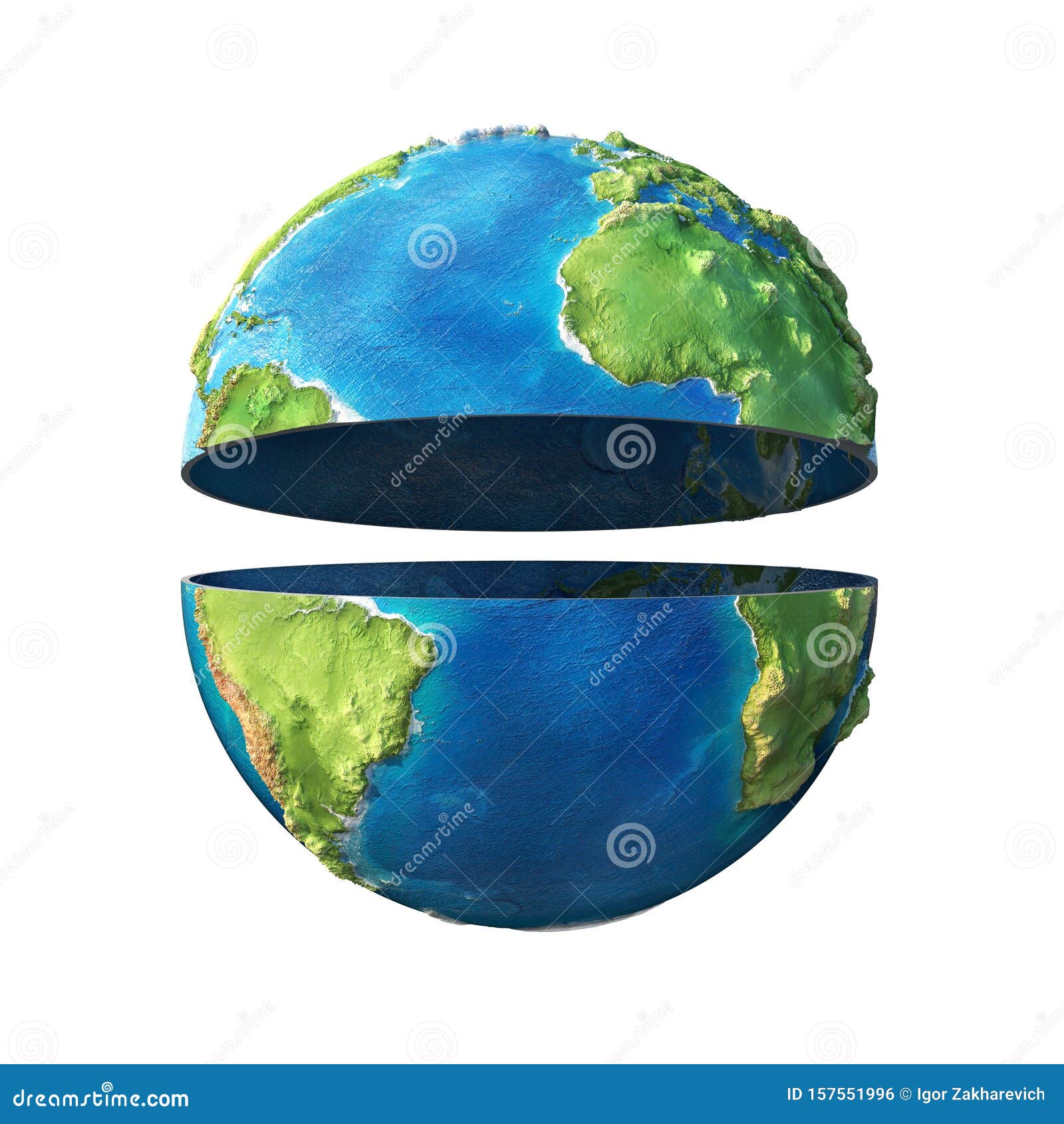 Divided Planet on Two Half. 3d Illustration Stock Illustration ...