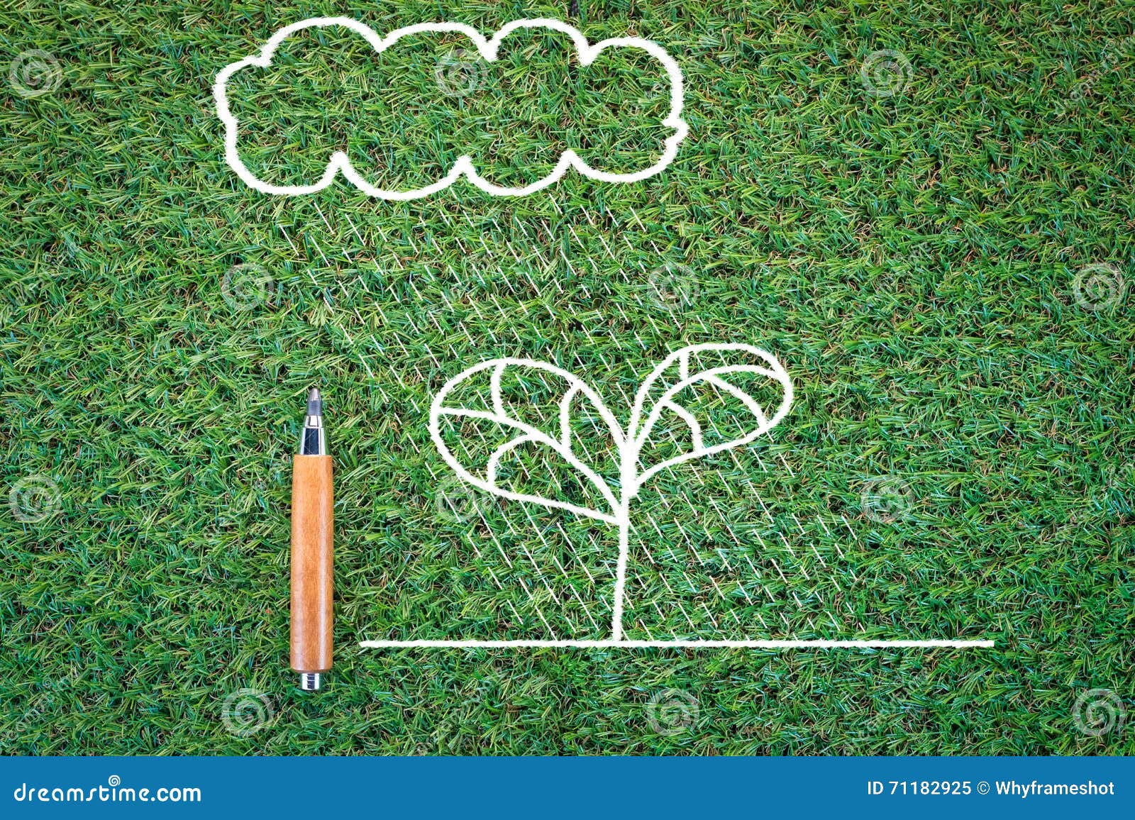 Eco Concept with Drawing of Tree and Cloud Stock Image - Image of text ...