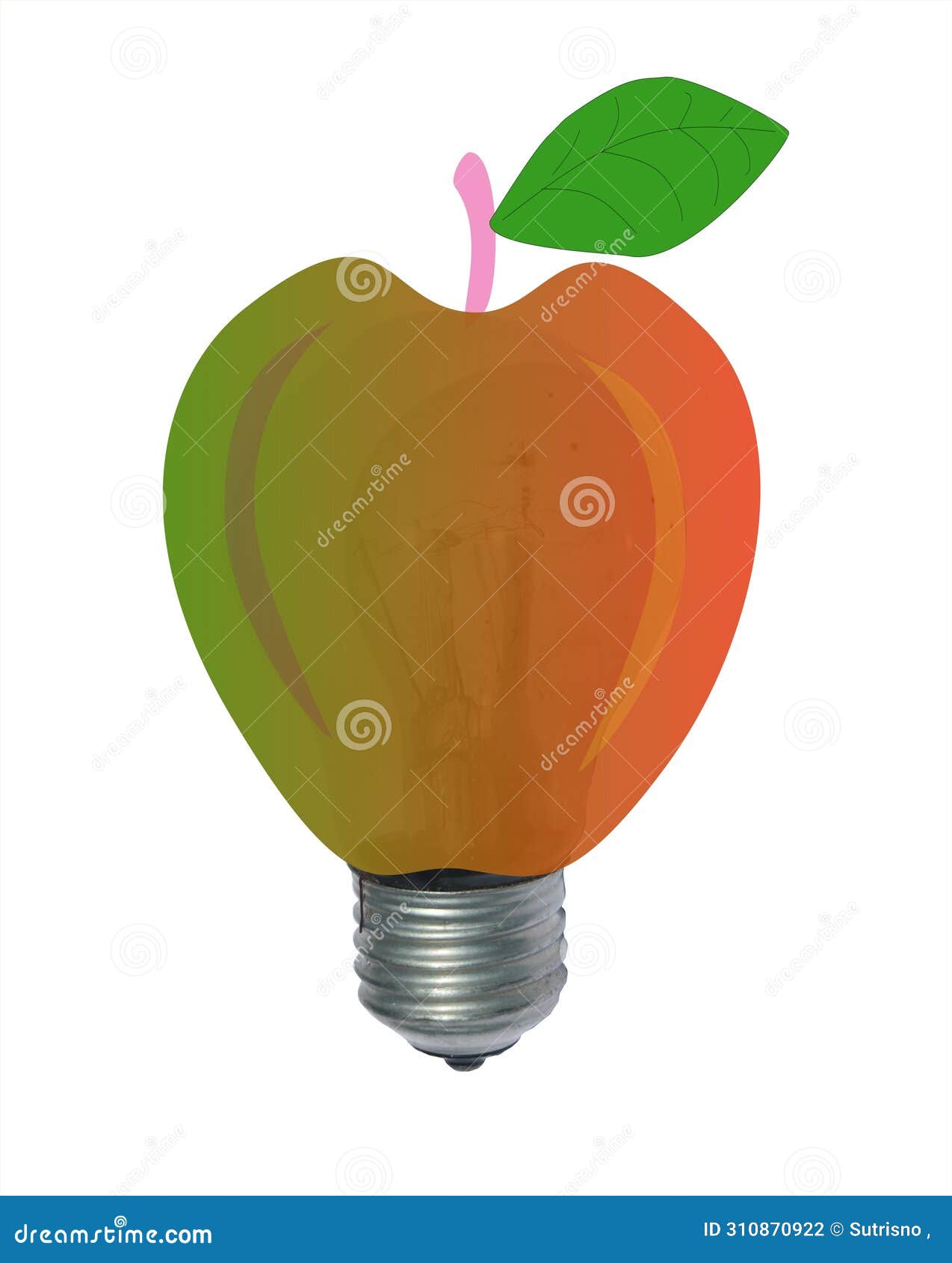 Eco Concept: Lightbulb with Apple Green Light Stock Vector ...