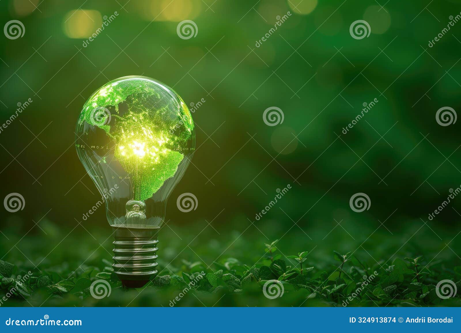 Eco-conscious Vision: Light Bulb with Earth Map. Stock Illustration ...