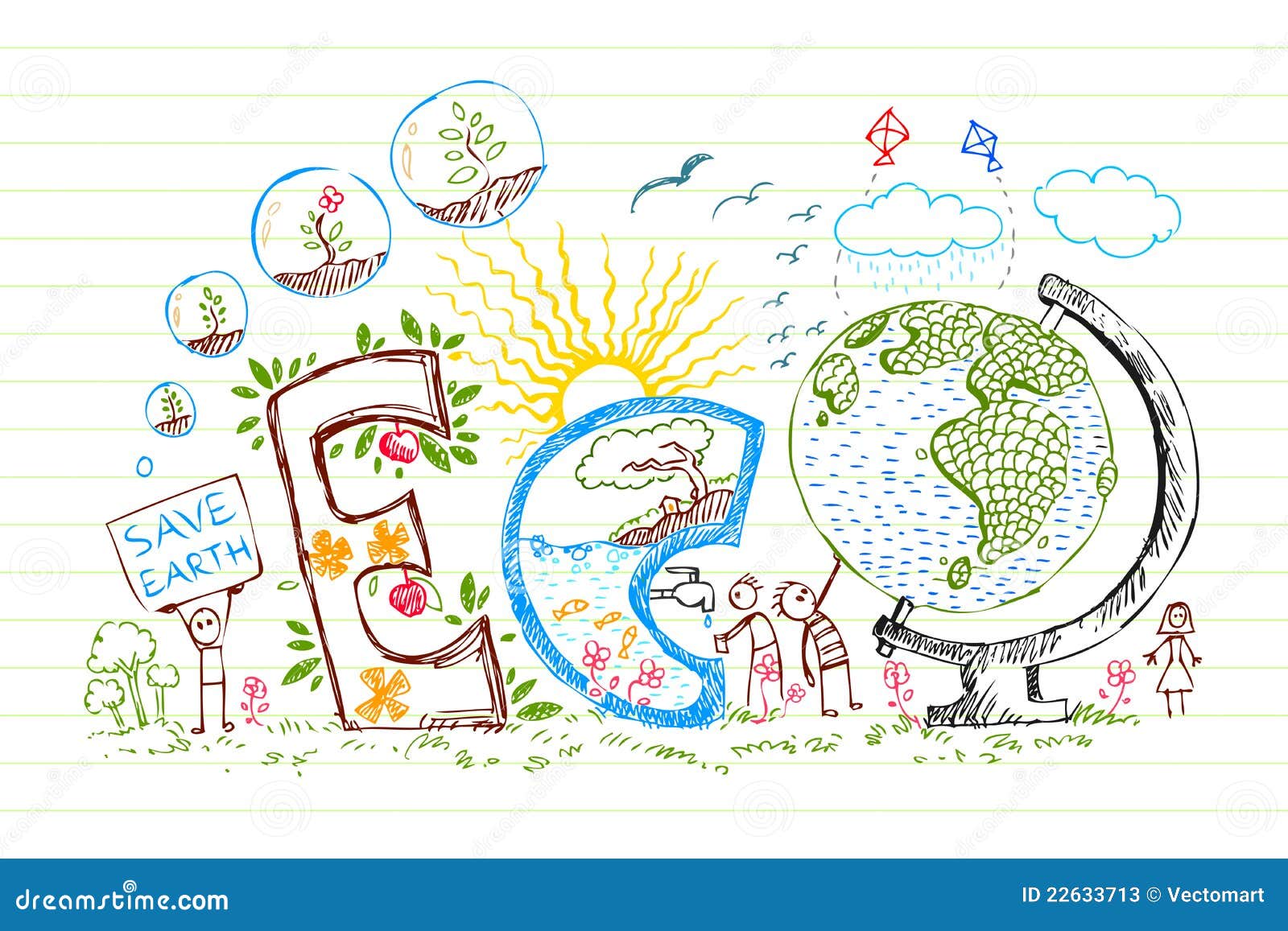 Eco Doodle stock vector. Illustration of future, organic - 22633713