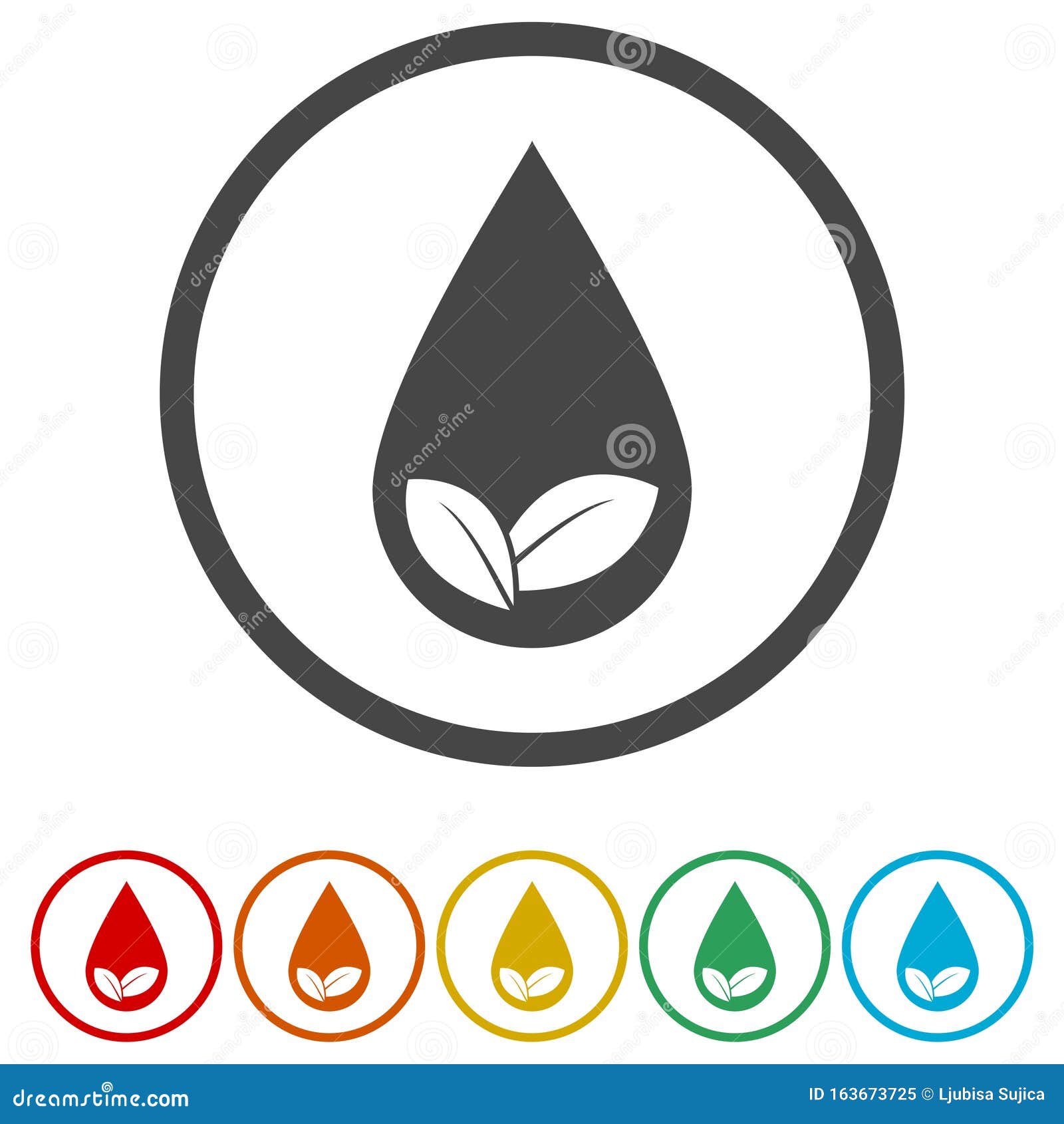 Eco Drop icons set stock vector. Illustration of flat - 163673725