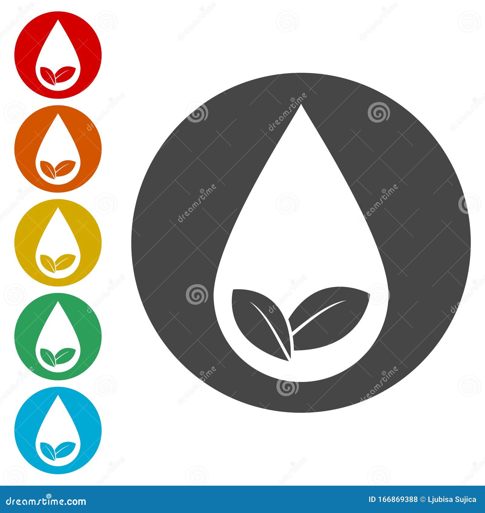 Eco Drop icons set stock vector. Illustration of herb - 166869388