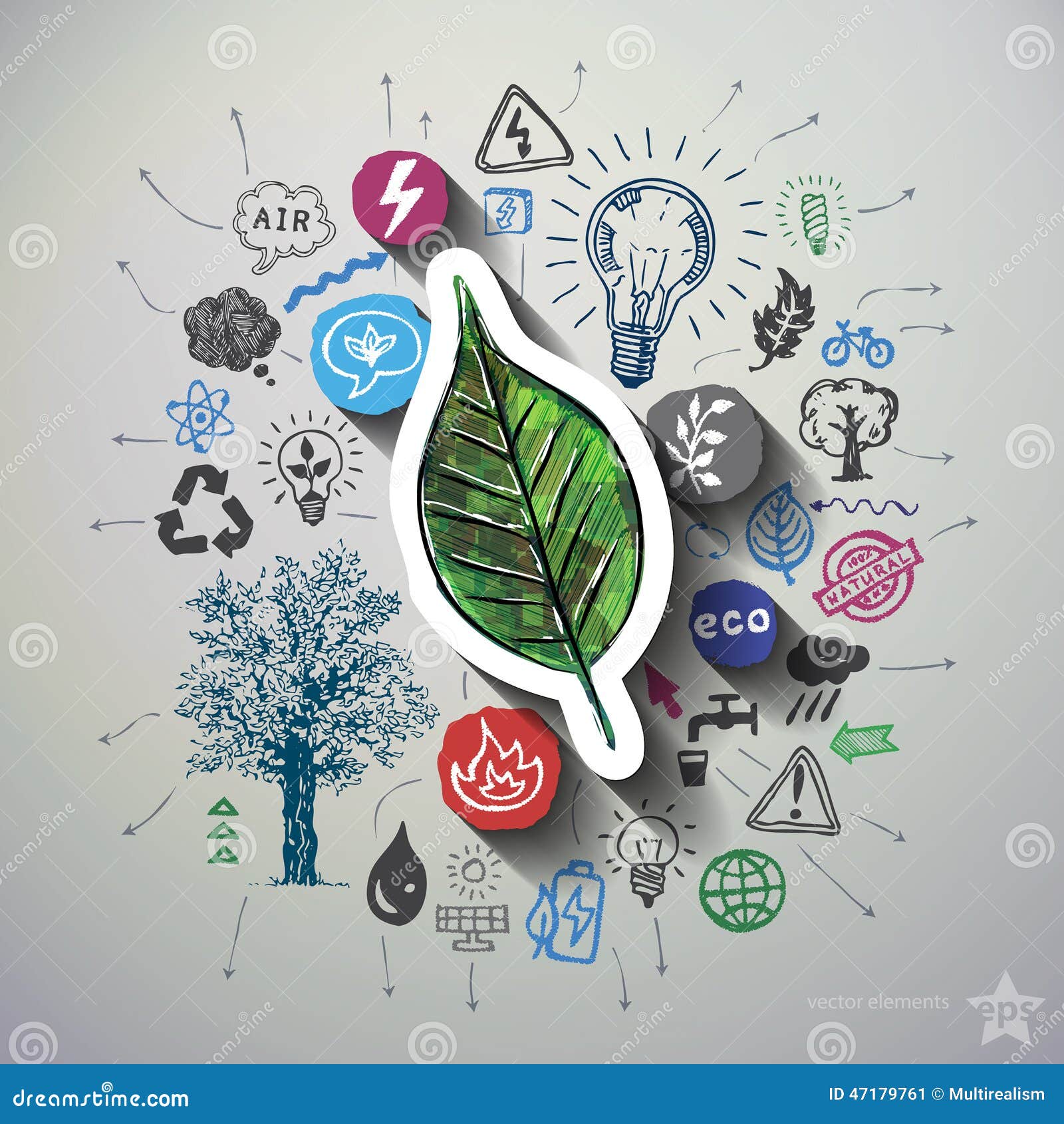 Eco Energy Collage with Icons Background Stock Vector - Illustration of ...
