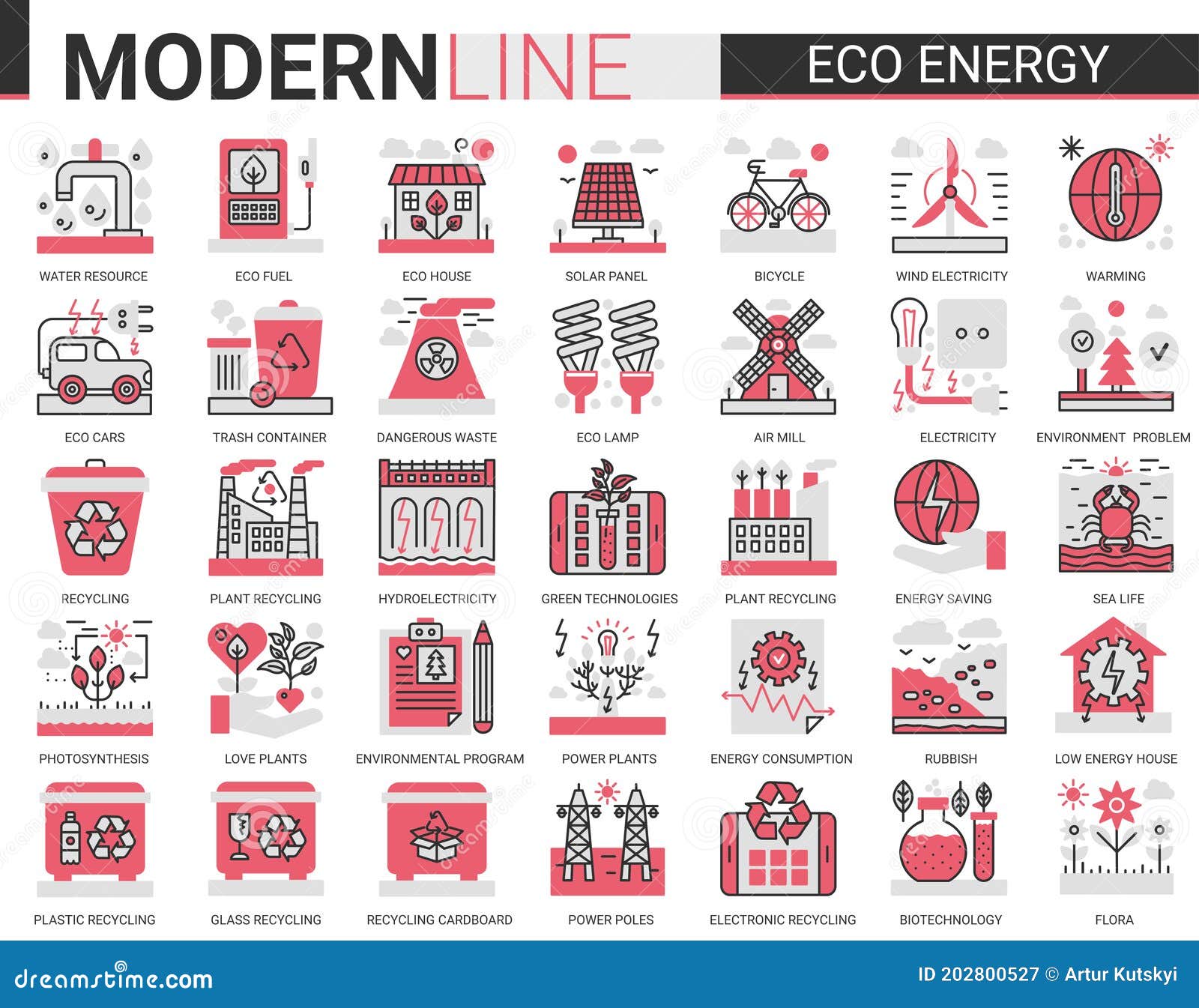 Eco Energy Complex Line Icons Vector Illustration Set Of Ecology ...