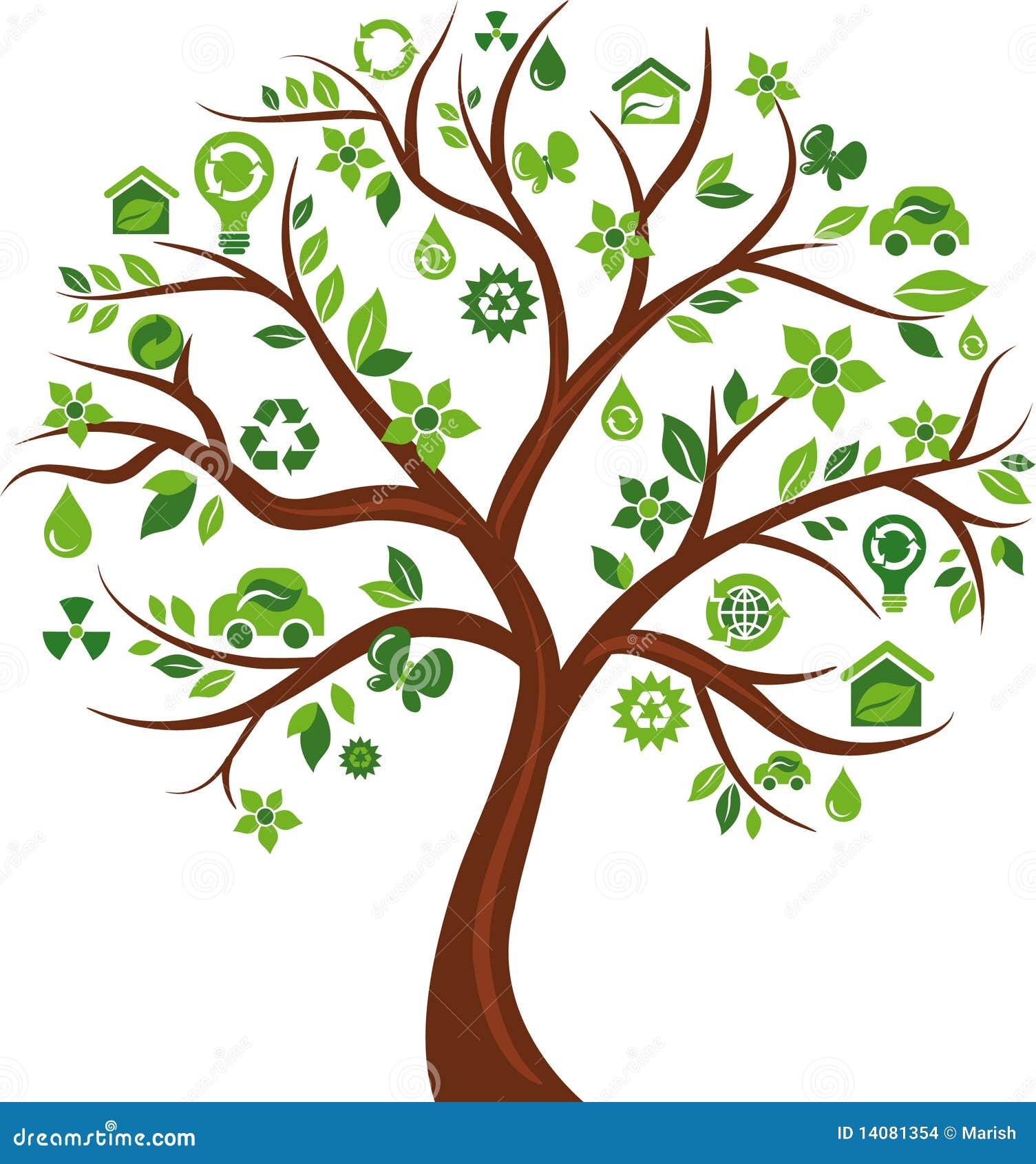 Eco Energy Concept Icons Tree - 3 Stock Vector - Illustration of clean ...