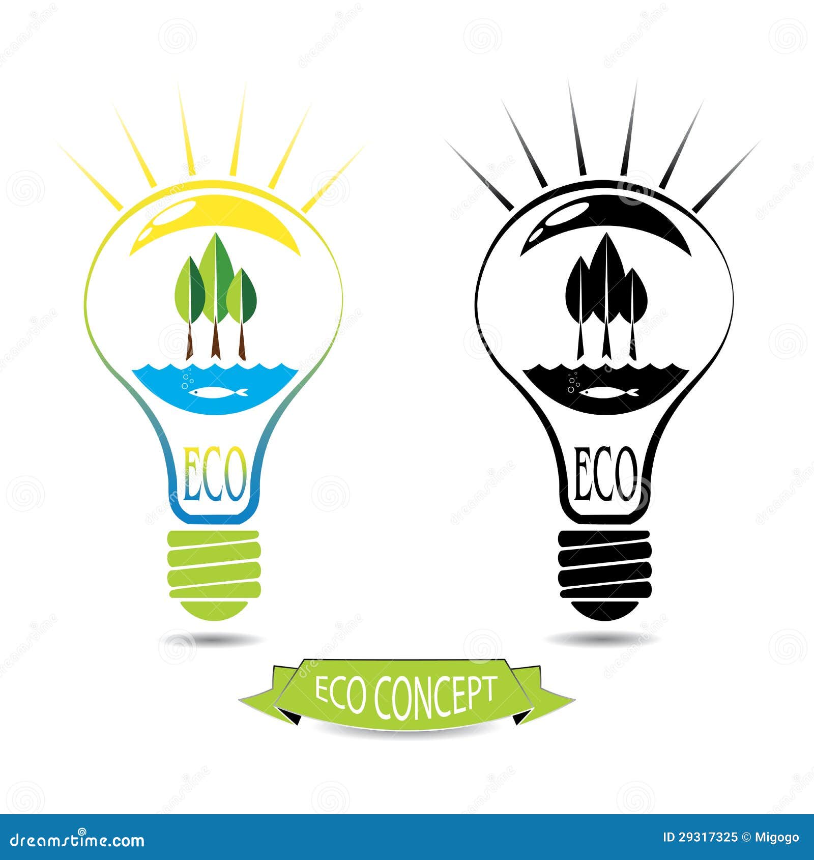 ECO Energy Concept, Natural Energy Sources Inside the Light Bulb Stock ...
