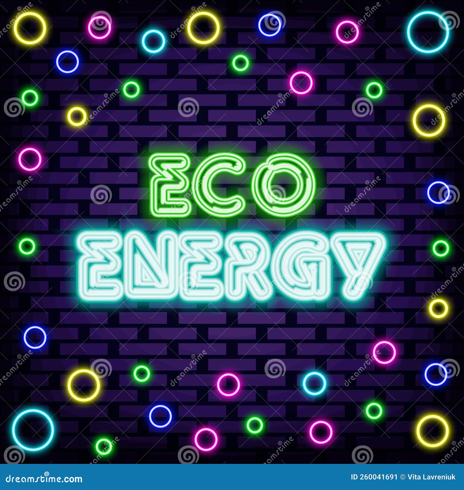 Eco Energy Neon Sign. Neon Script. Night Bright Advertising Stock ...