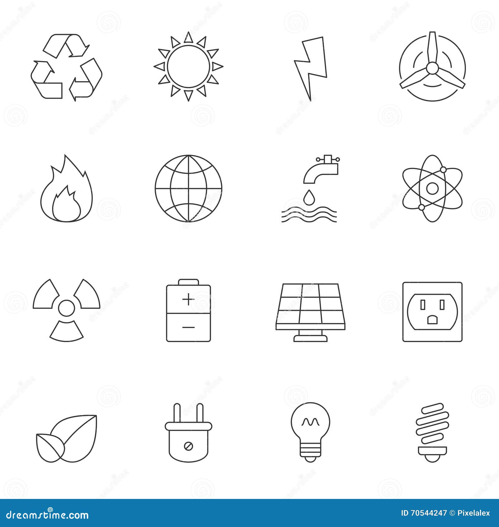 Energy Outline Colorful Style And Resource Icon Set Vector Illustration ...