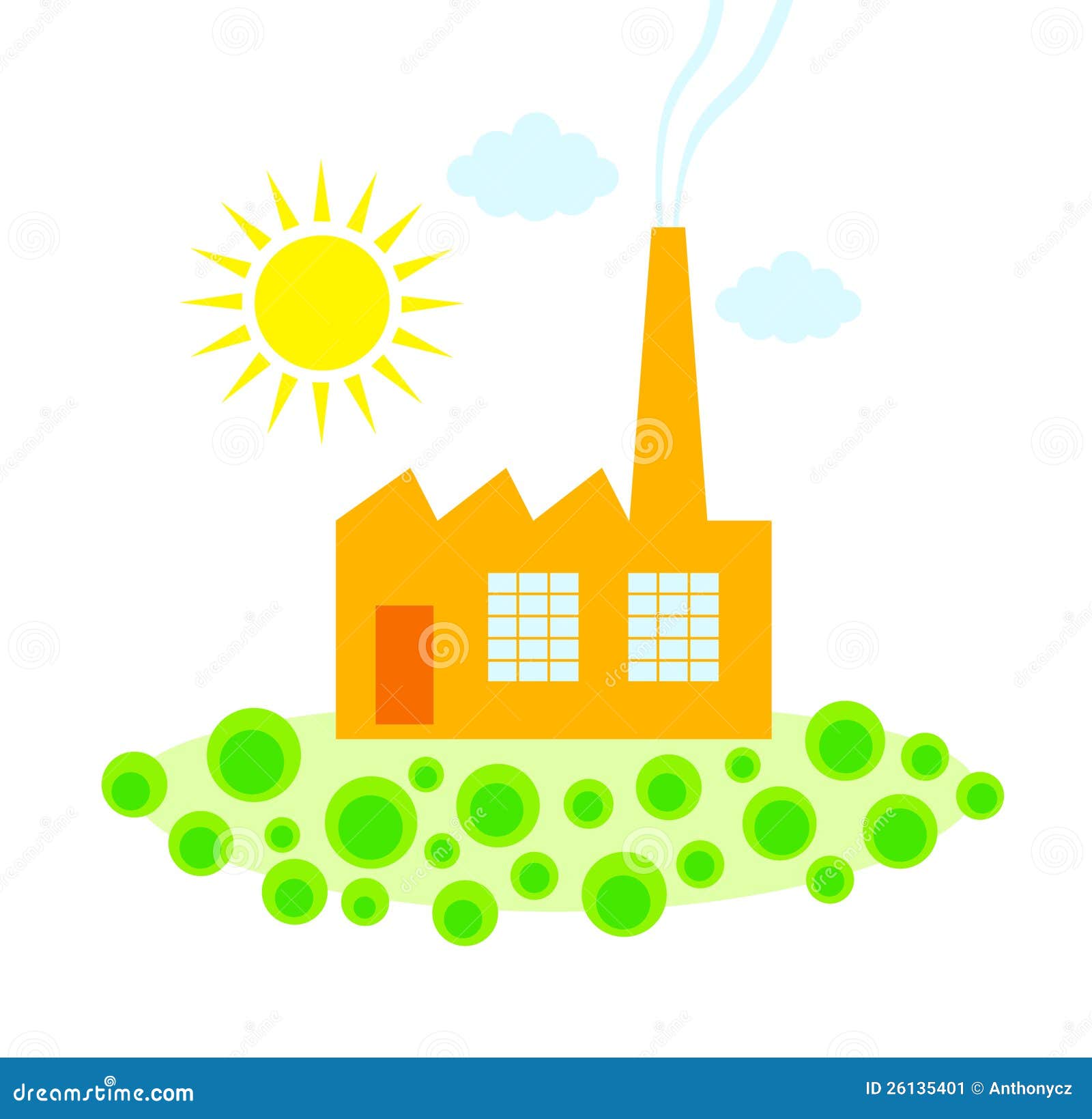 Eco factory stock vector. Illustration of grass, clean - 26135401