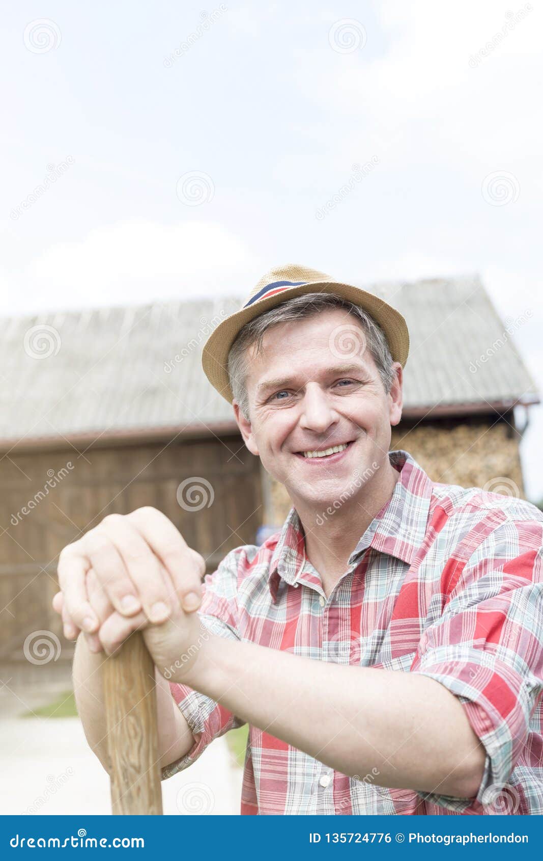 Portrait of Smiling Farmer Wearing Hat at Farm Stock Photo - Image of ... Portrait of Smiling Farmer Wearing Hat at Farm Stock Photo - Image of ...