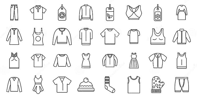 Eco-friendly Clothing Icons Set. Clothing and Accessories Icons Showing ... Eco-friendly Clothing Icons Set. Clothing and Accessories Icons Showing ...