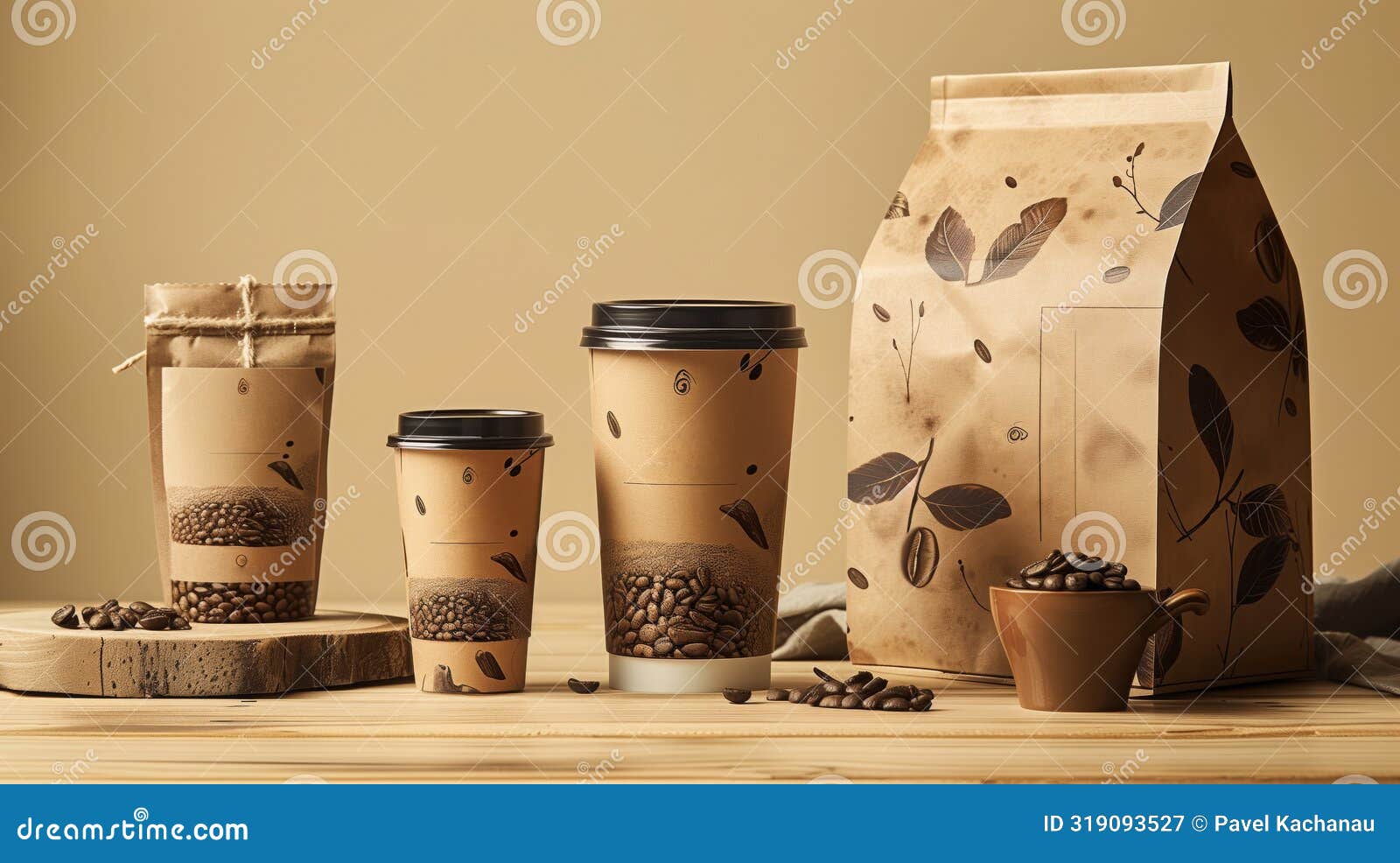 An Eco-friendly Coffee Packaging Mockup Featuring Bamboo Material and ...