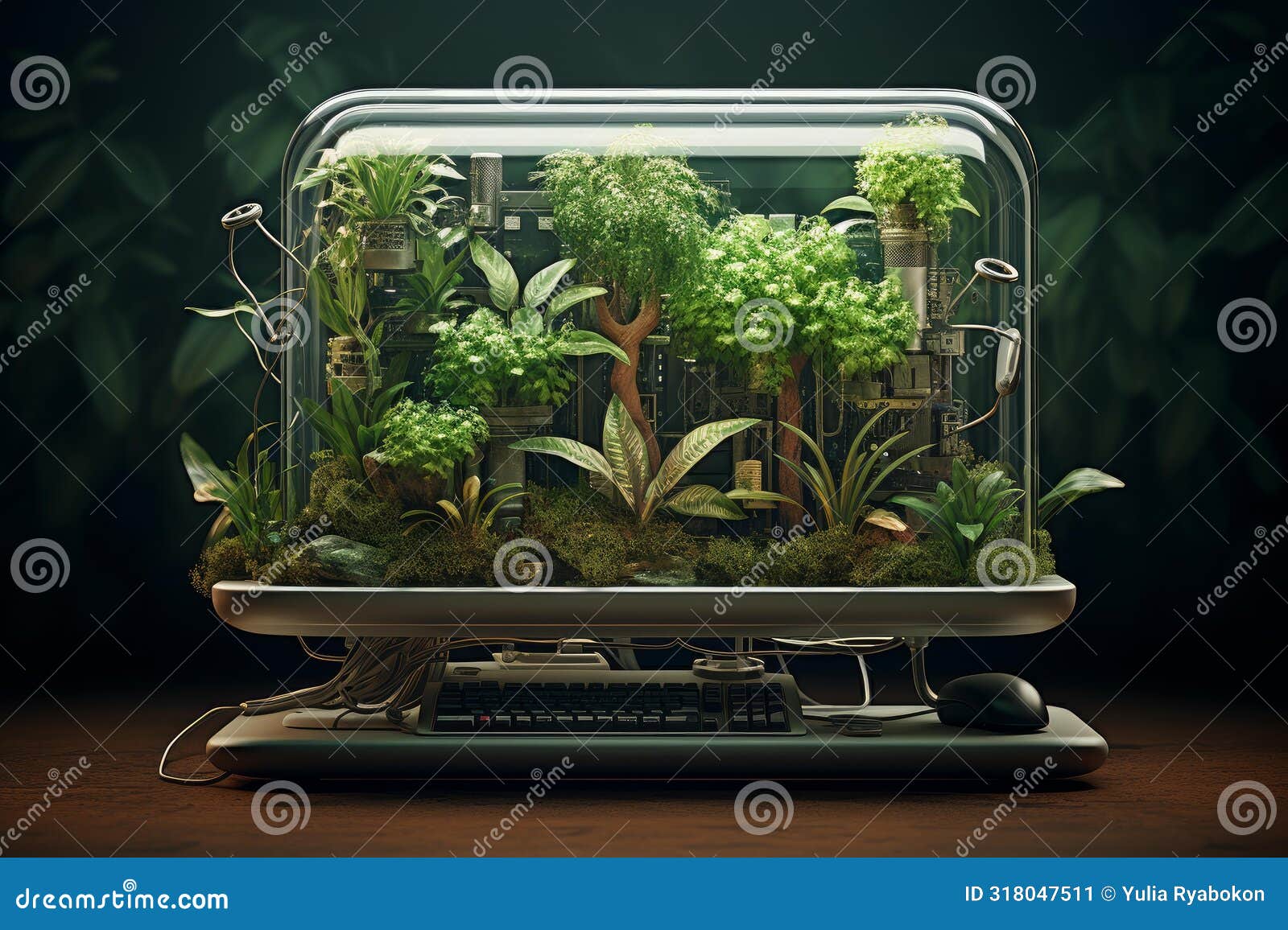 Eco-friendly Computer Workspace with Terrarium Stock Image - Image of ...