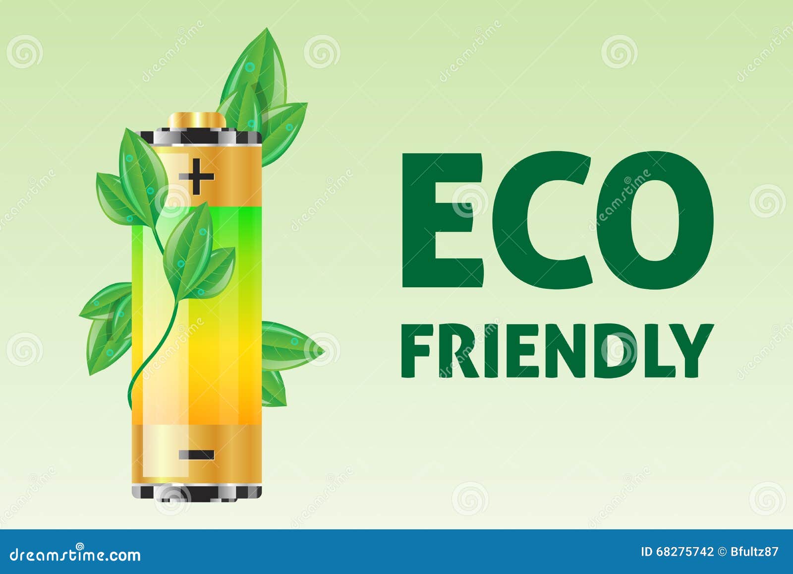 Eco Friendly Concept with Battery Stock Illustration - Illustration of ...