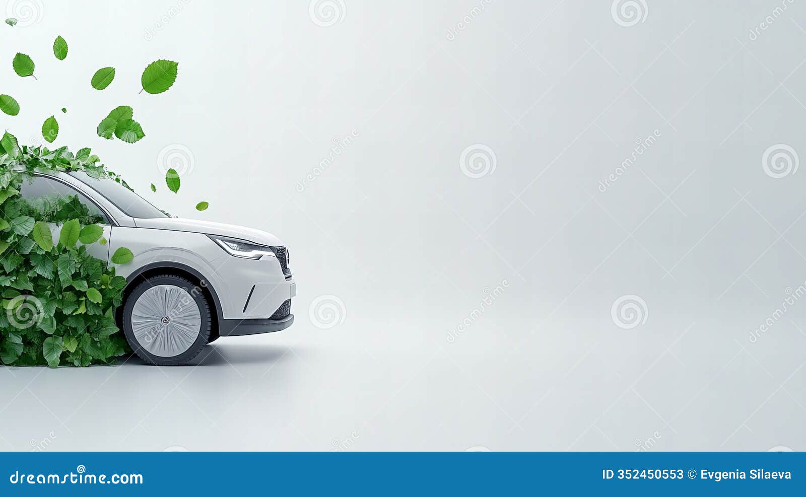 Eco-friendly Concept Car with Leaf Integration on Minimalist Background ...