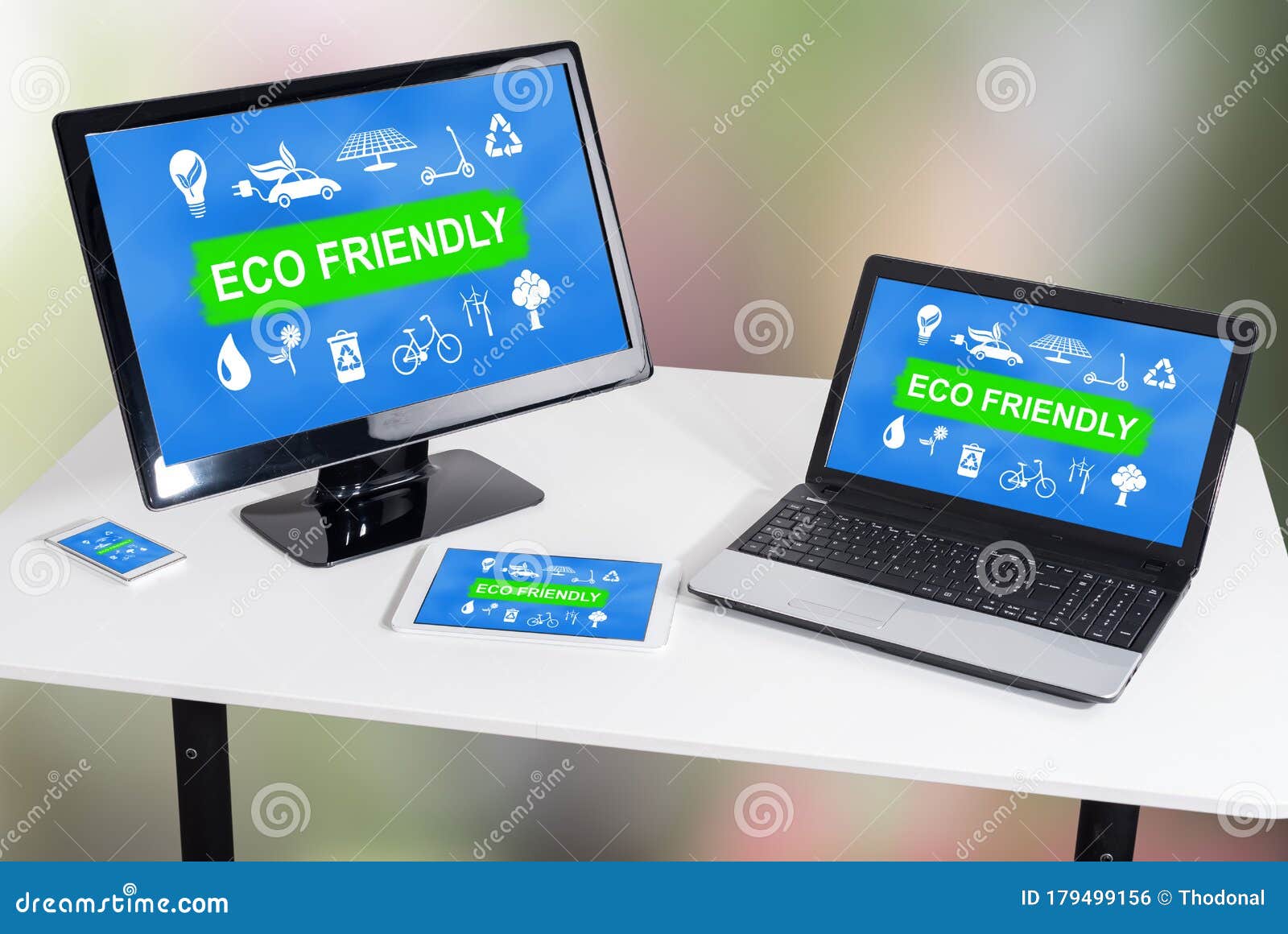 Eco Friendly Concept on Different Devices Stock Photo - Image of ...