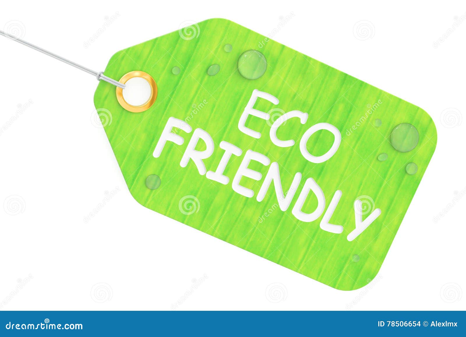 Eco Friendly Concept, Green Tag. 3D Rendering Stock Illustration ...