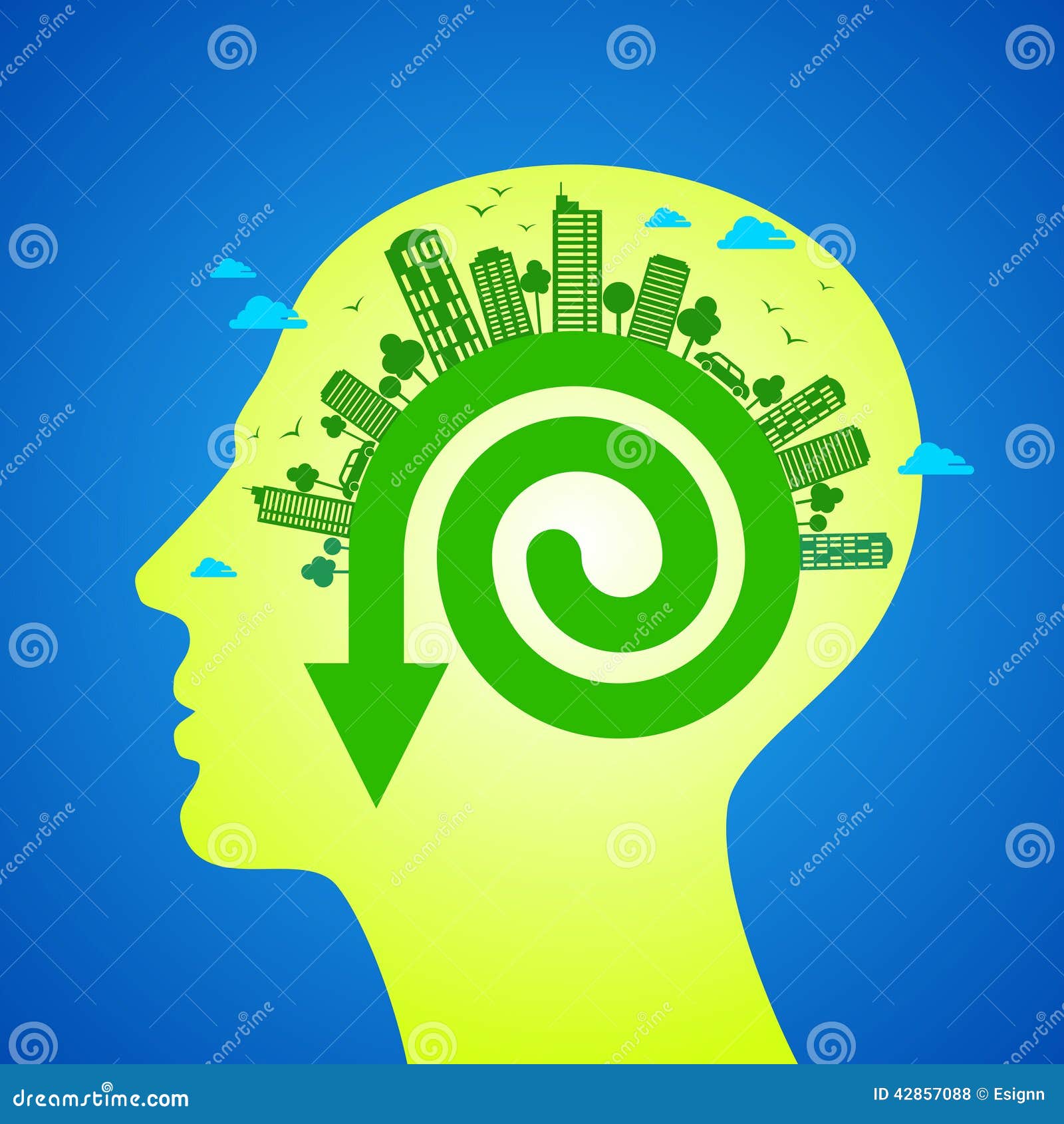 Eco Friendly Concept in Human Head Stock Vector - Illustration of ...
